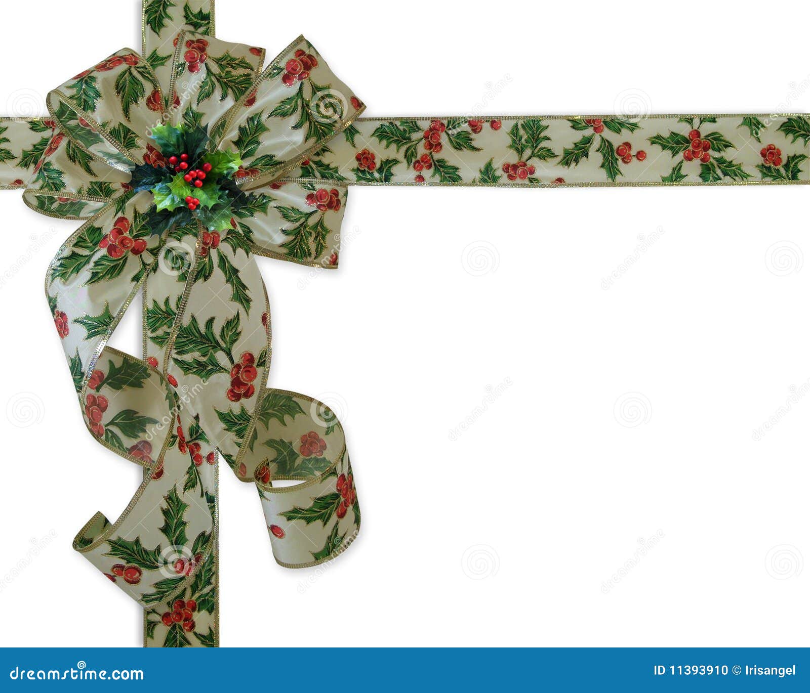 Christmas Border Holly Ribbon and Bow Stock Illustration - Illustration ...