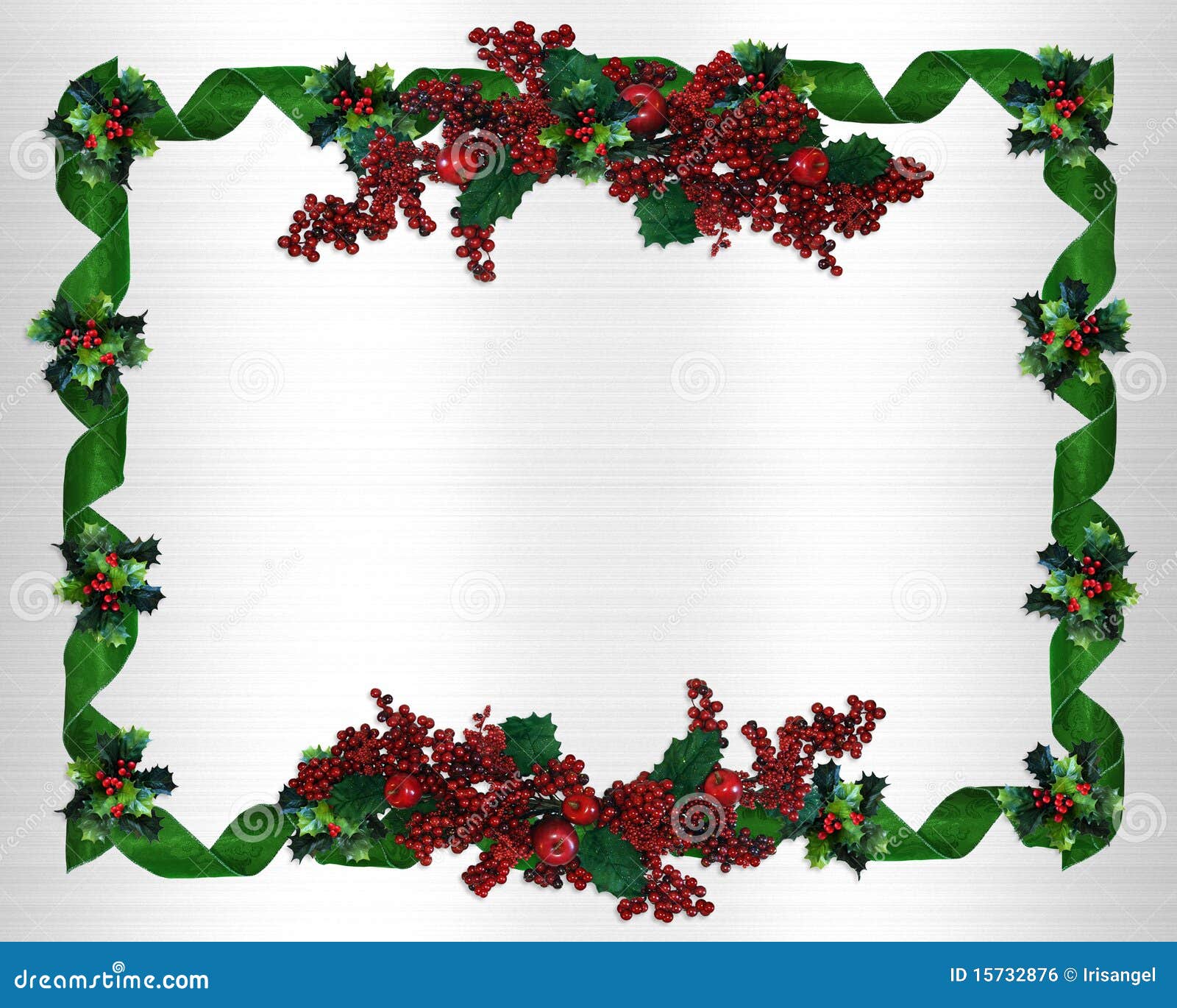 Christmas Border Holly and Ribbons Stock Illustration - Illustration of ...