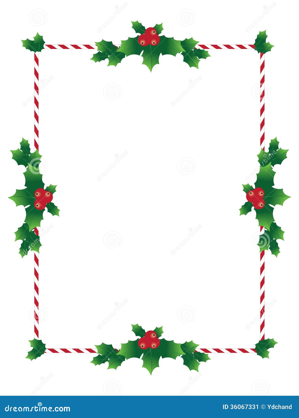 Christmas Border with Holy Leaves Stock Vector - Illustration of xmas ...