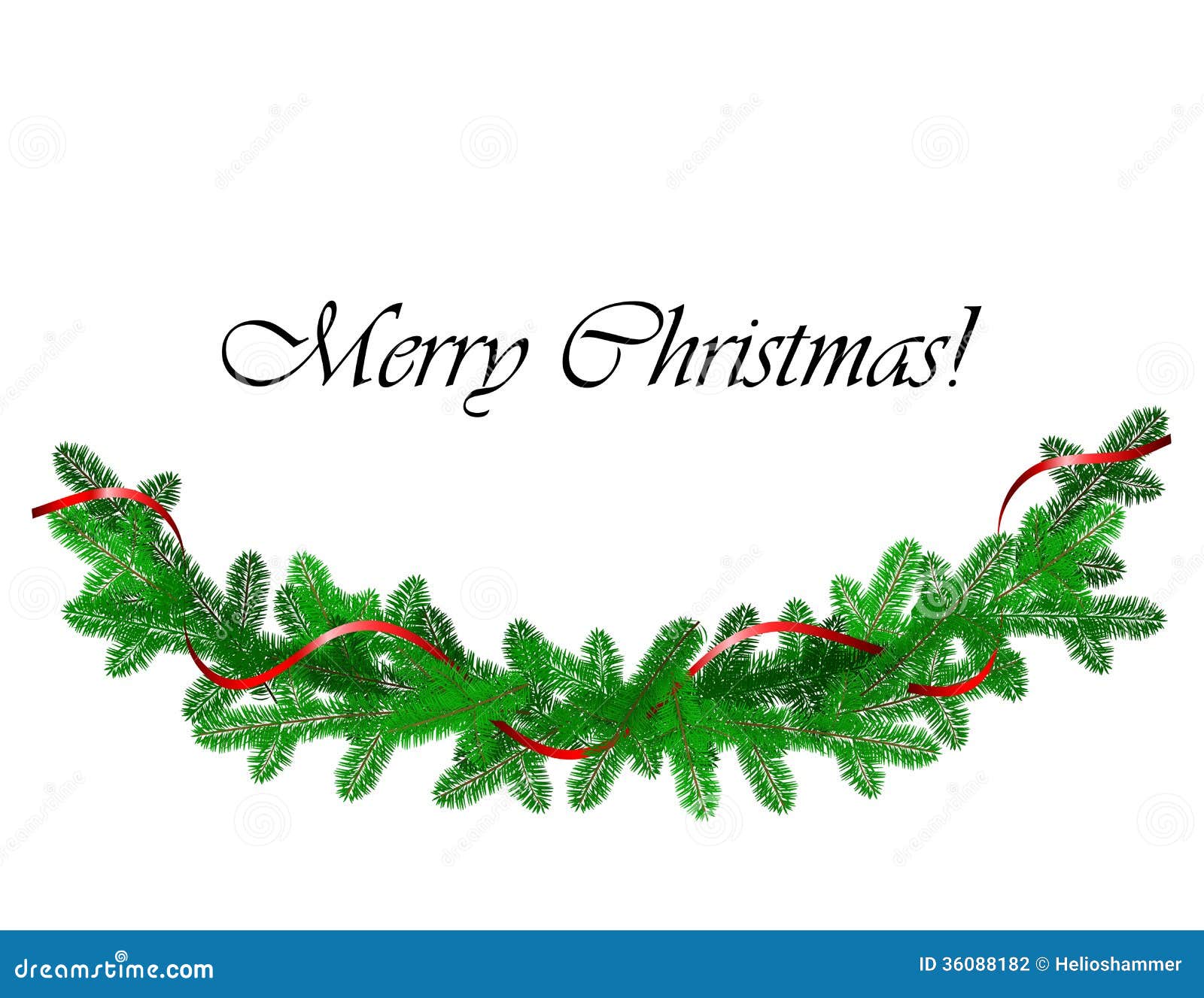 Christmas Border with Pine and Red Ribbon Stock Vector - Illustration ...