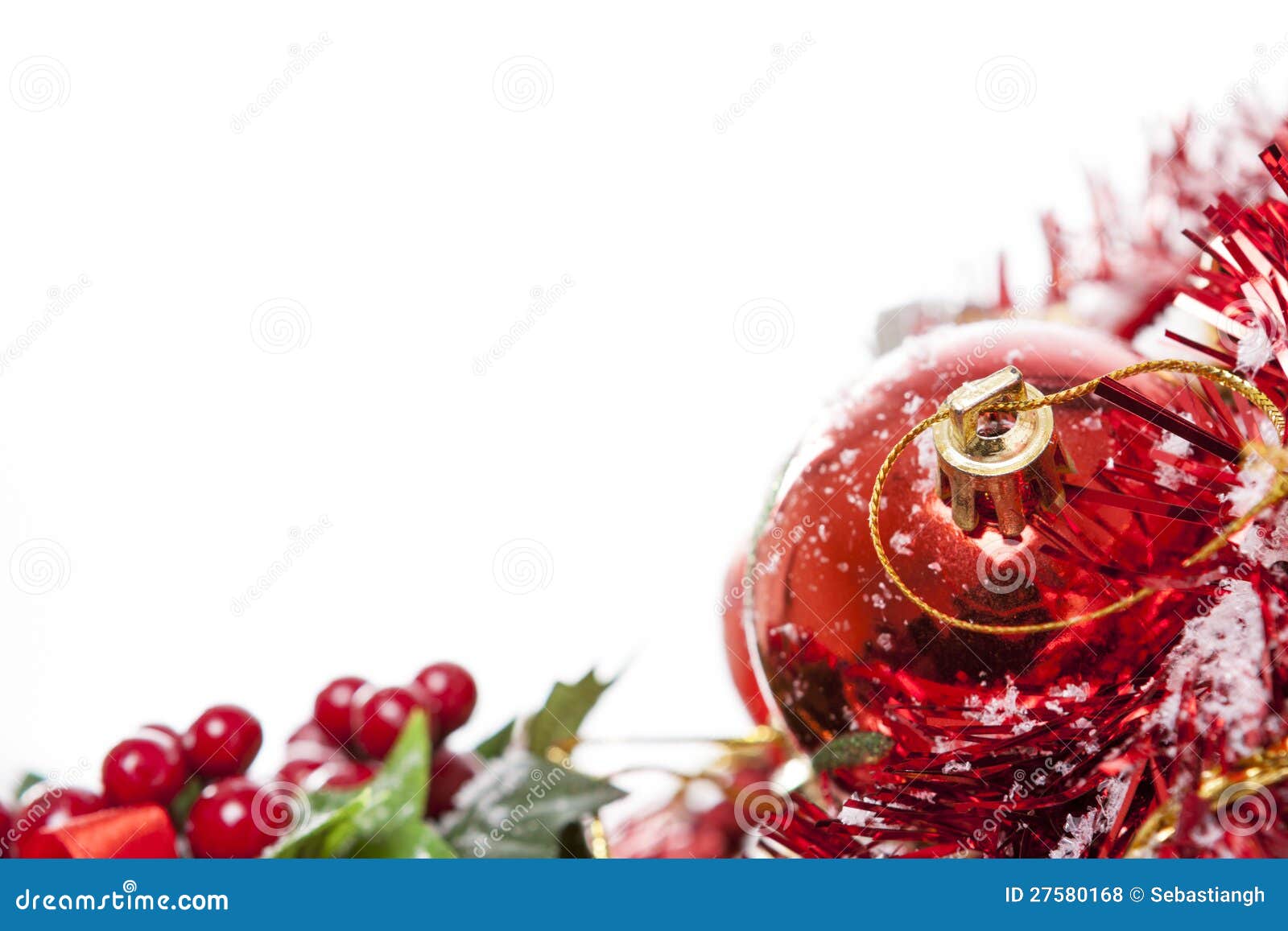 Christmas Border with Red Bauble Stock Photo - Image of bright, gift ...