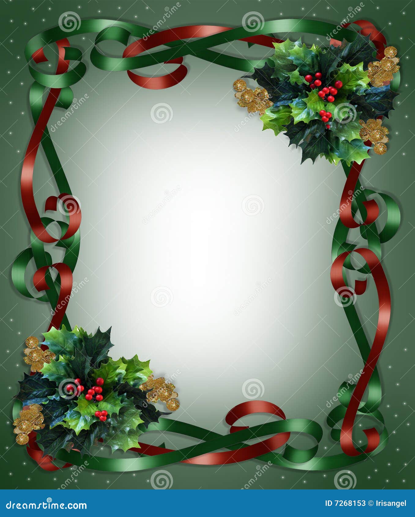 Christmas Border Ribbons And Holly Stock Illustration - Illustration of ...