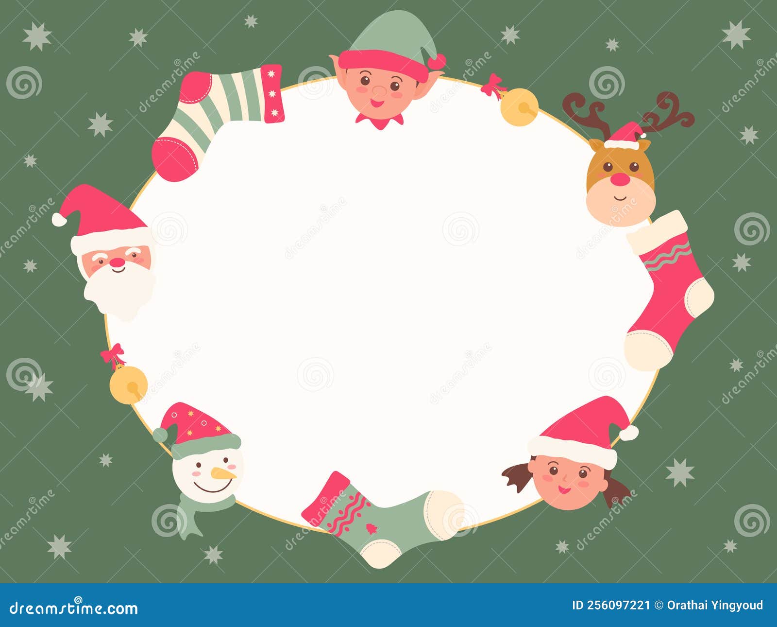 Christmas Border with Santa Claus and Dwarfs. Stock Vector ...