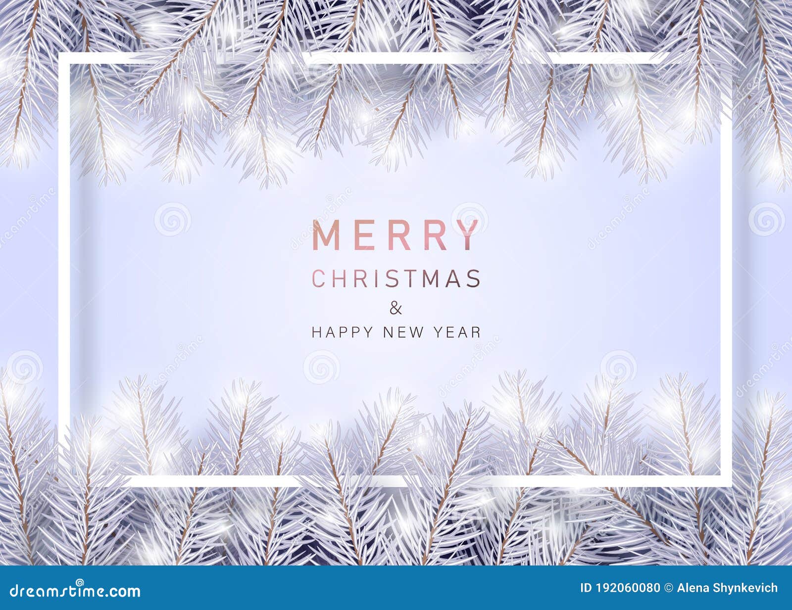 Christmas Border with White Spruce Stock Photo - Image of decorative ...