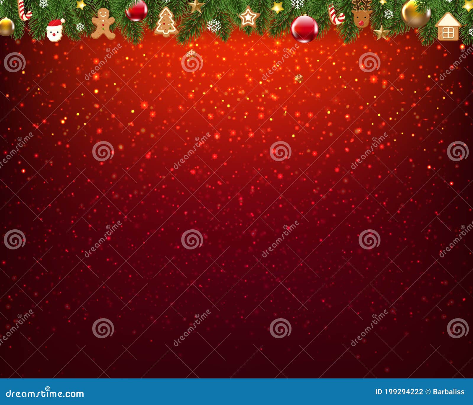 Christmas Border Xmas Postcard Red Glitter Background Stock Photo ...