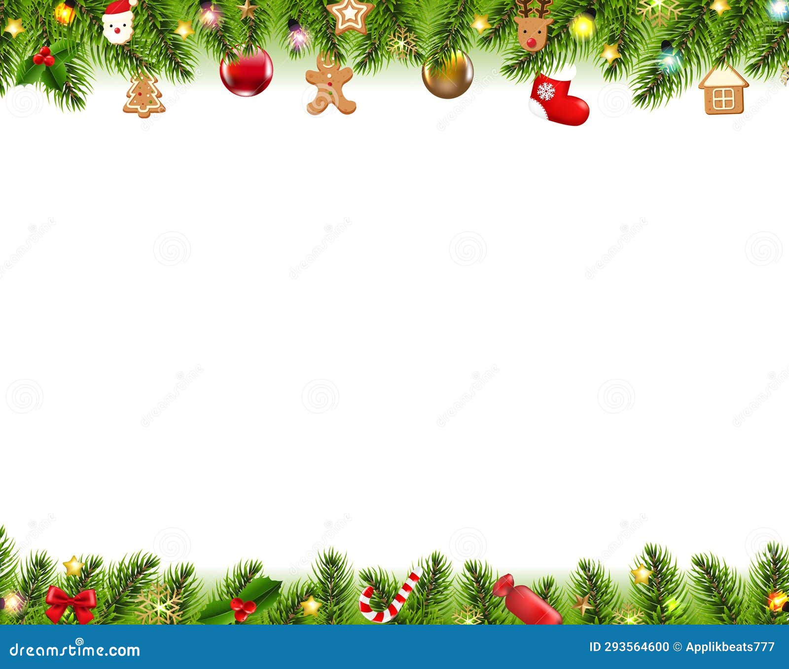 Christmas Borders Isolated White Background Stock Vector - Illustration ...