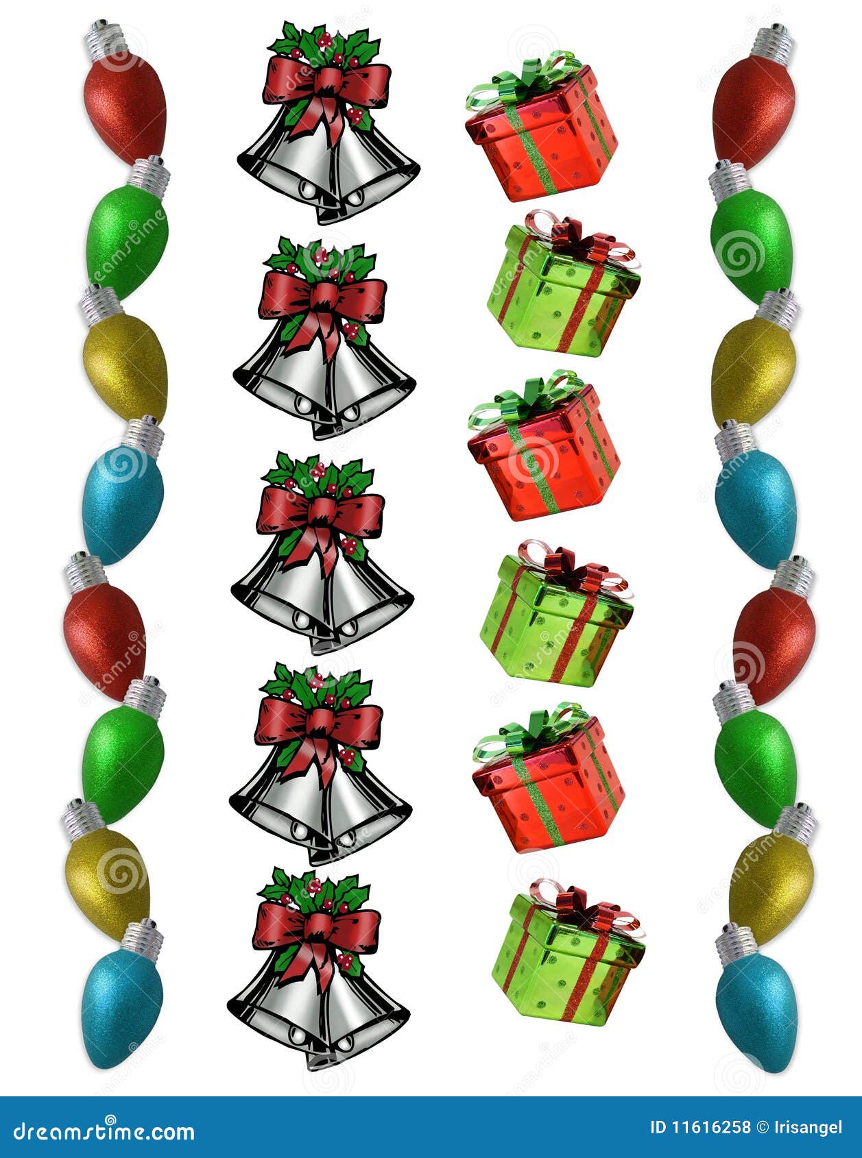 Christmas Borders Lights Bells Presents Stock Illustration ...