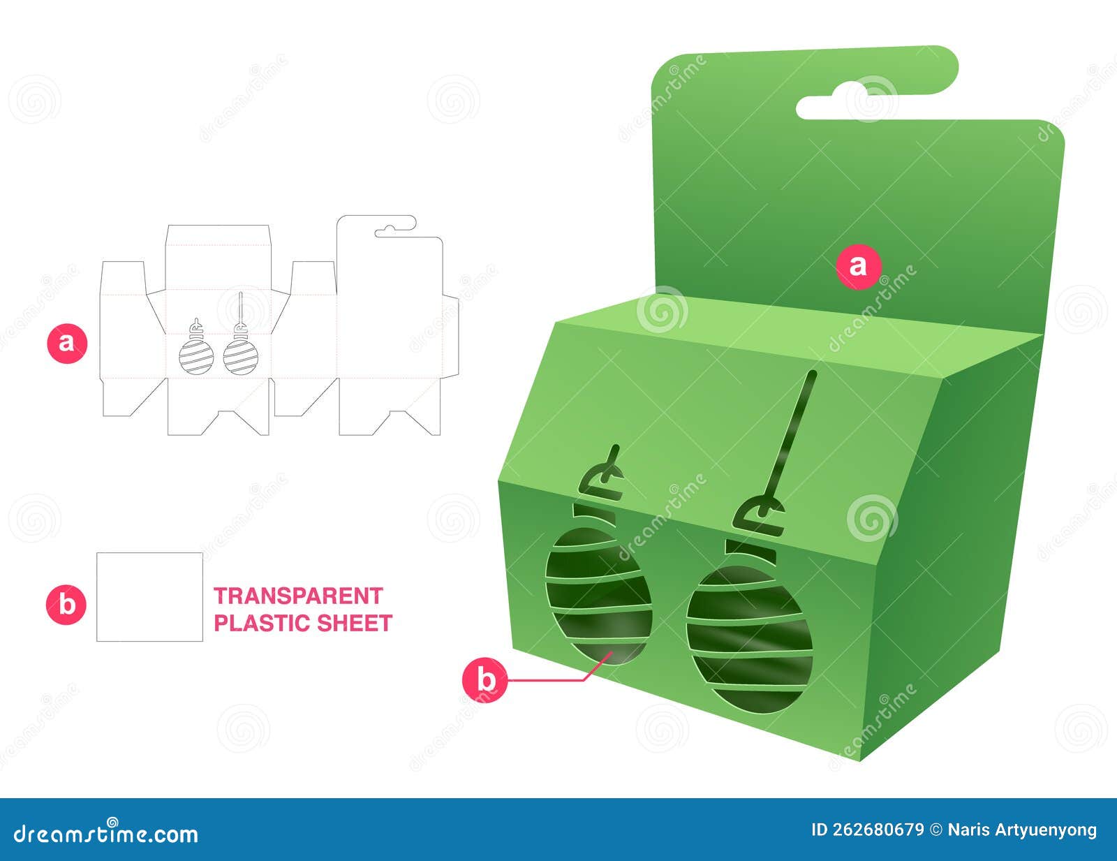 Christmas Box Die Cut Template and 3D Mockup Stock Vector ...