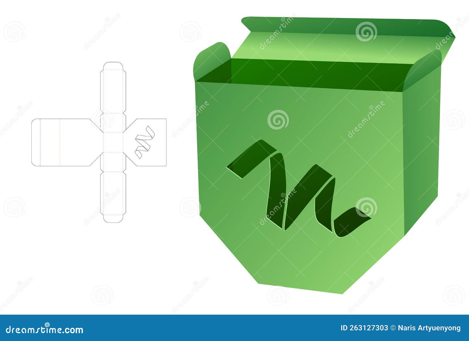Christmas Box Die Cut Template Design Stock Vector - Illustration of ...