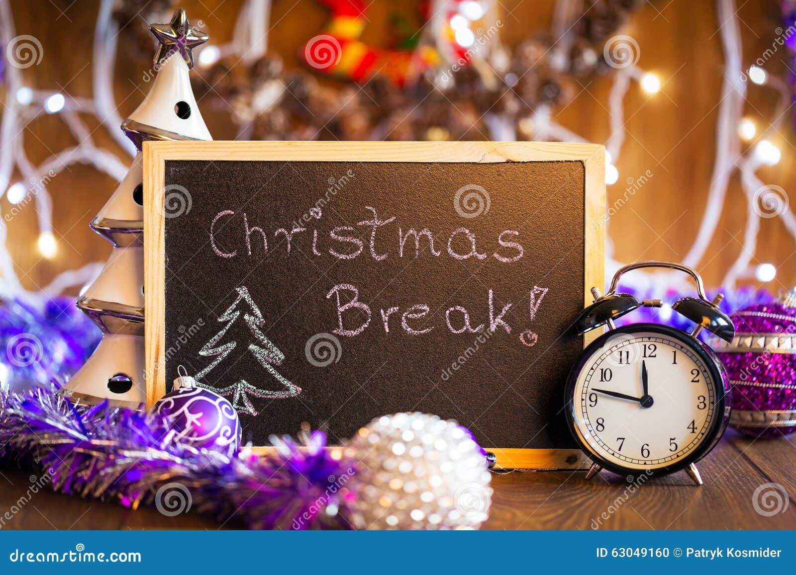 Christmas Break Written on the Black Chalkboard Stock Photo - Image of ...
