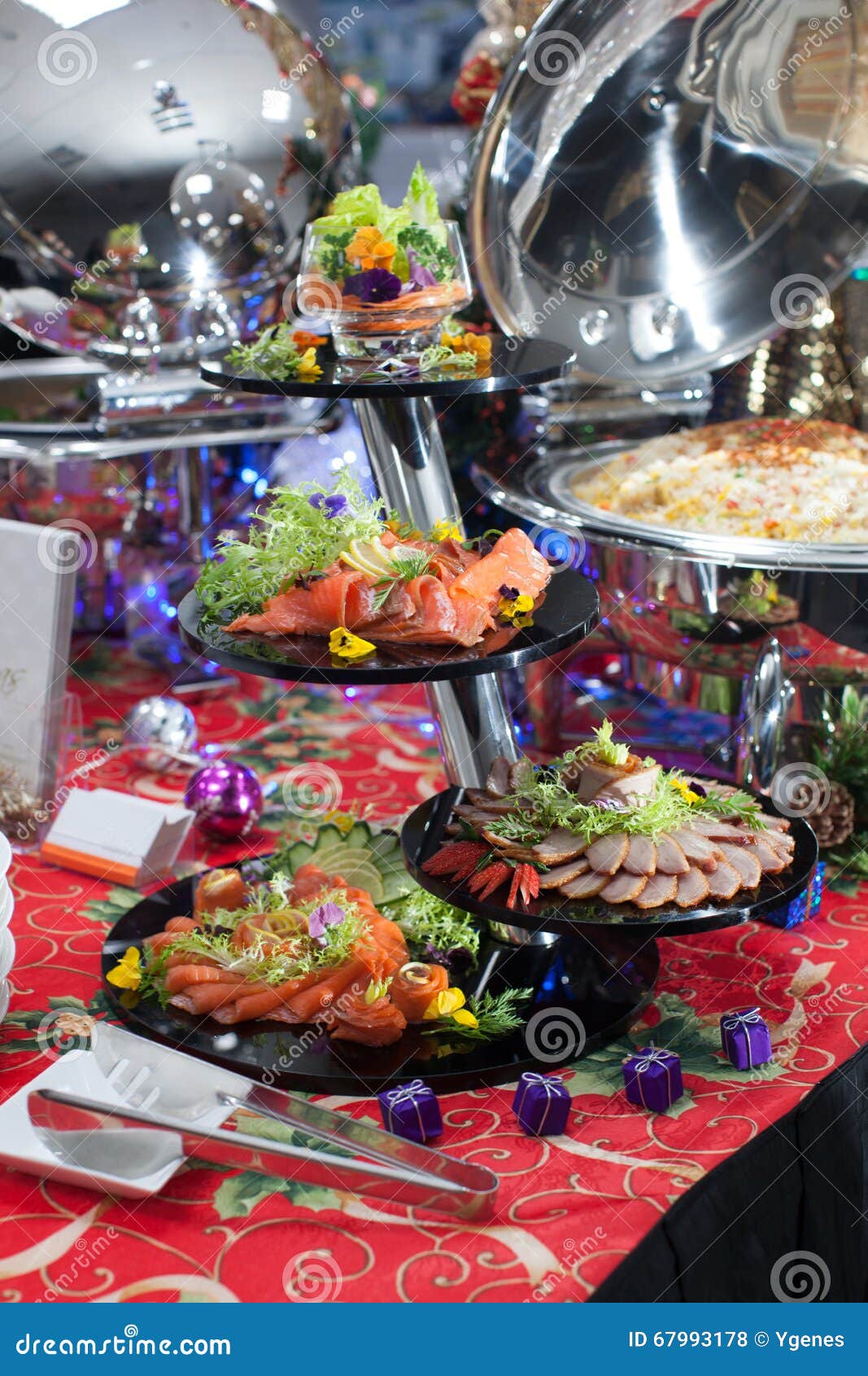 Christmas Buffet Setting stock photo. Image of chaffing - 67993178