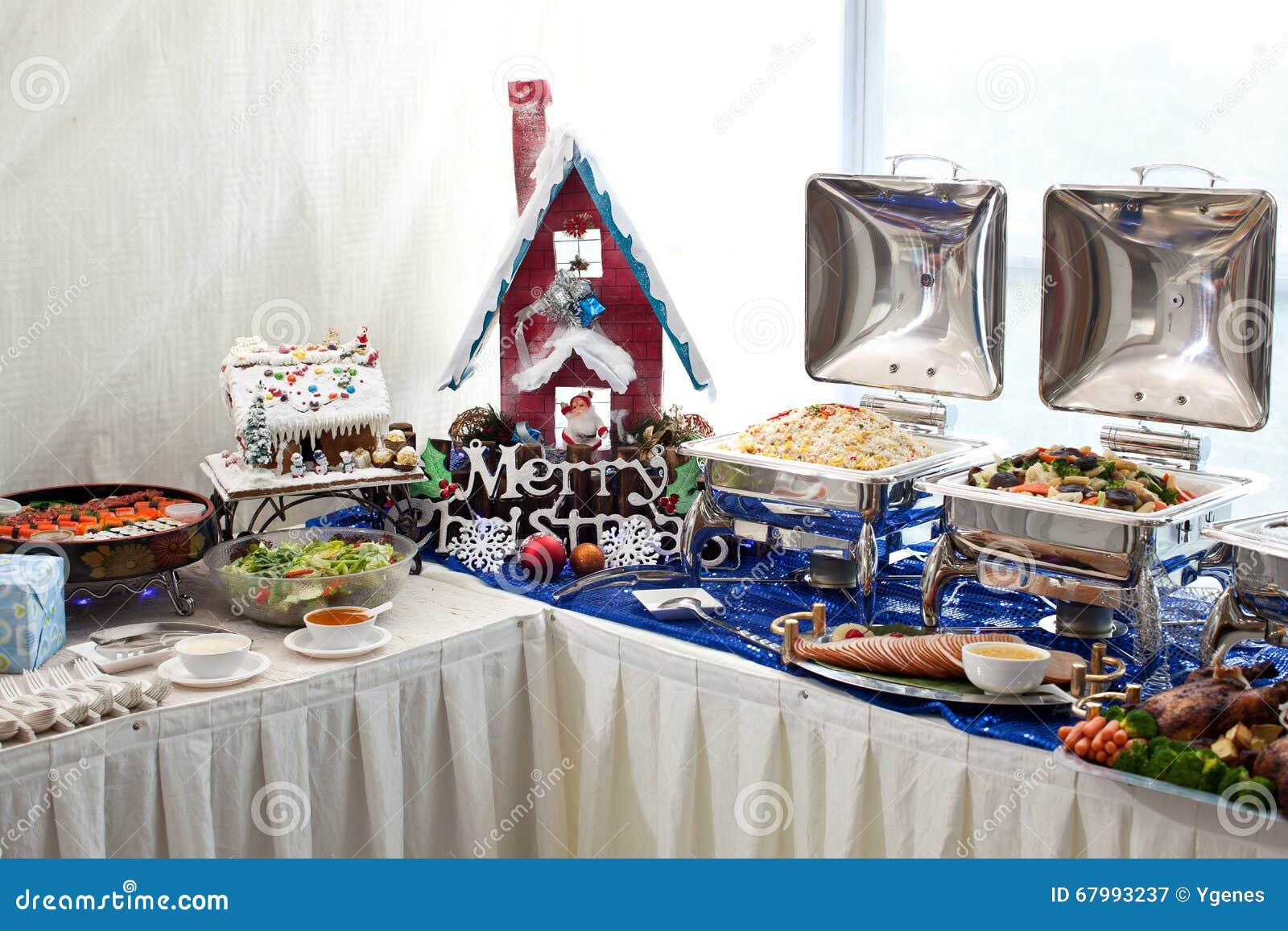 Christmas Buffet Setting stock image. Image of assorted - 67993237