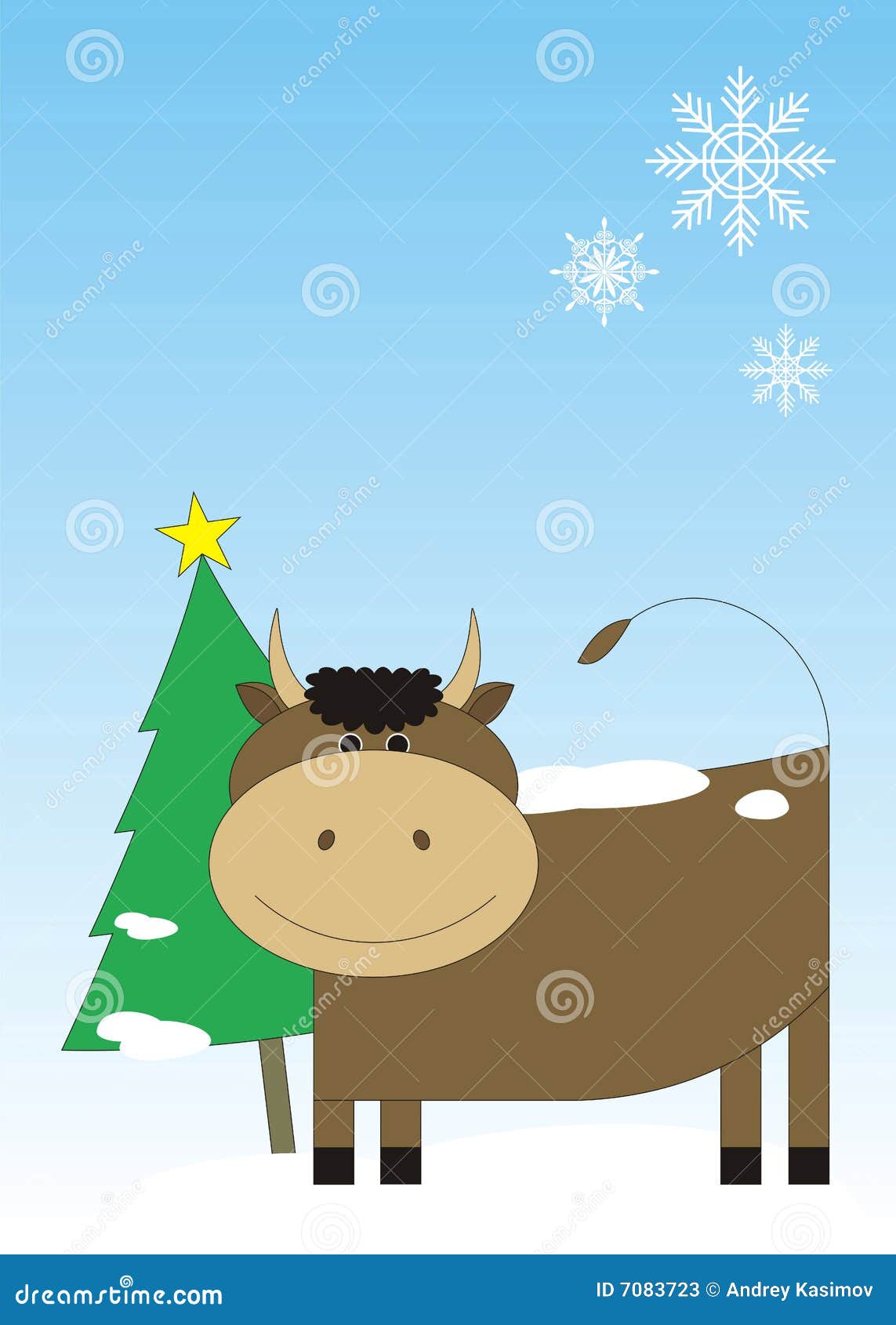 Christmas bull 1 stock vector. Illustration of horns, hoofs - 7083723