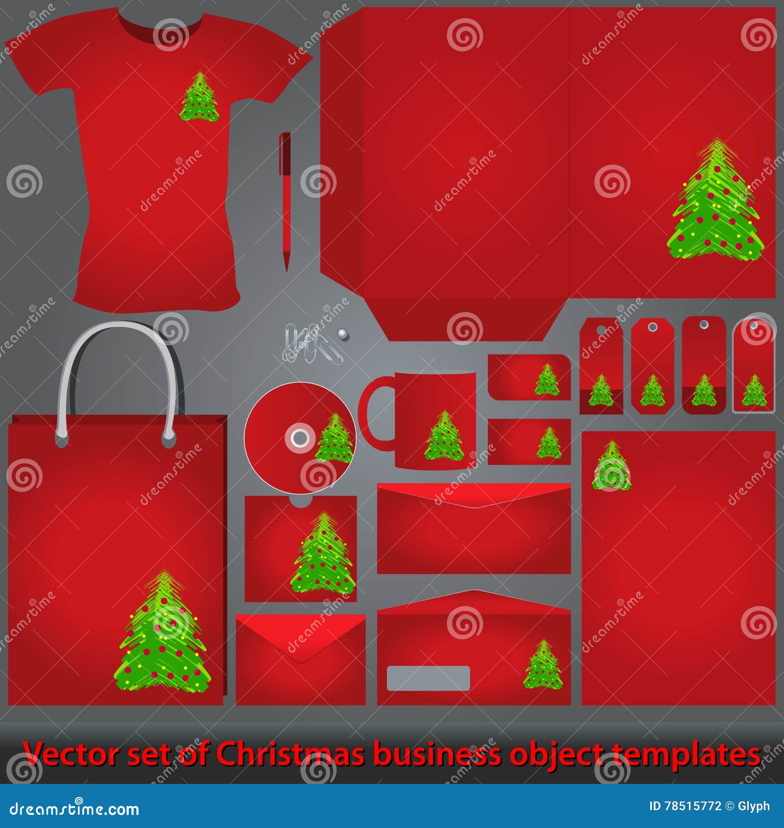 Christmas Business Object Template Set Stock Vector - Illustration of ...