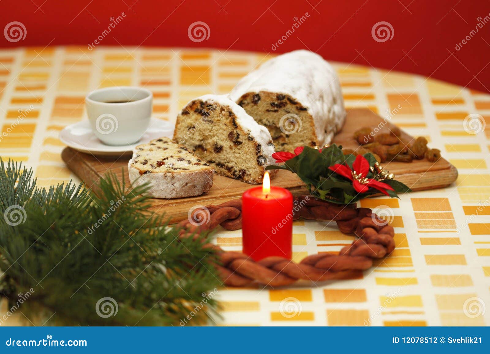 Christmas Cake and Advent Wreath Stock Photo - Image of shortbread ...