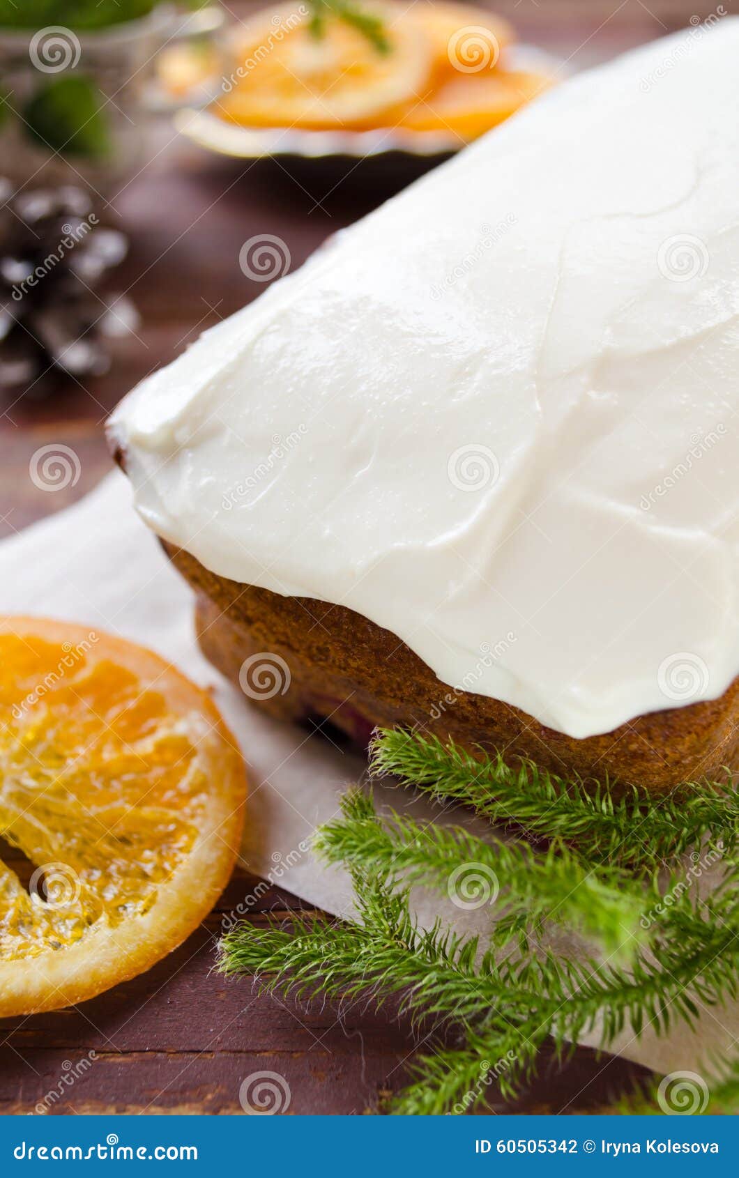 Christmas Cake with Cherry and Cream Cheese Stock Photo - Image of ...