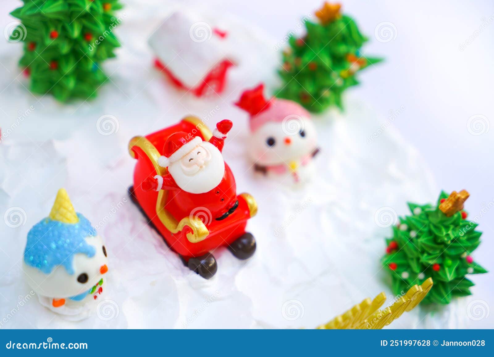 Christmas Cake Decorated with Sweet Figures of Christmas Tree, Santa ...