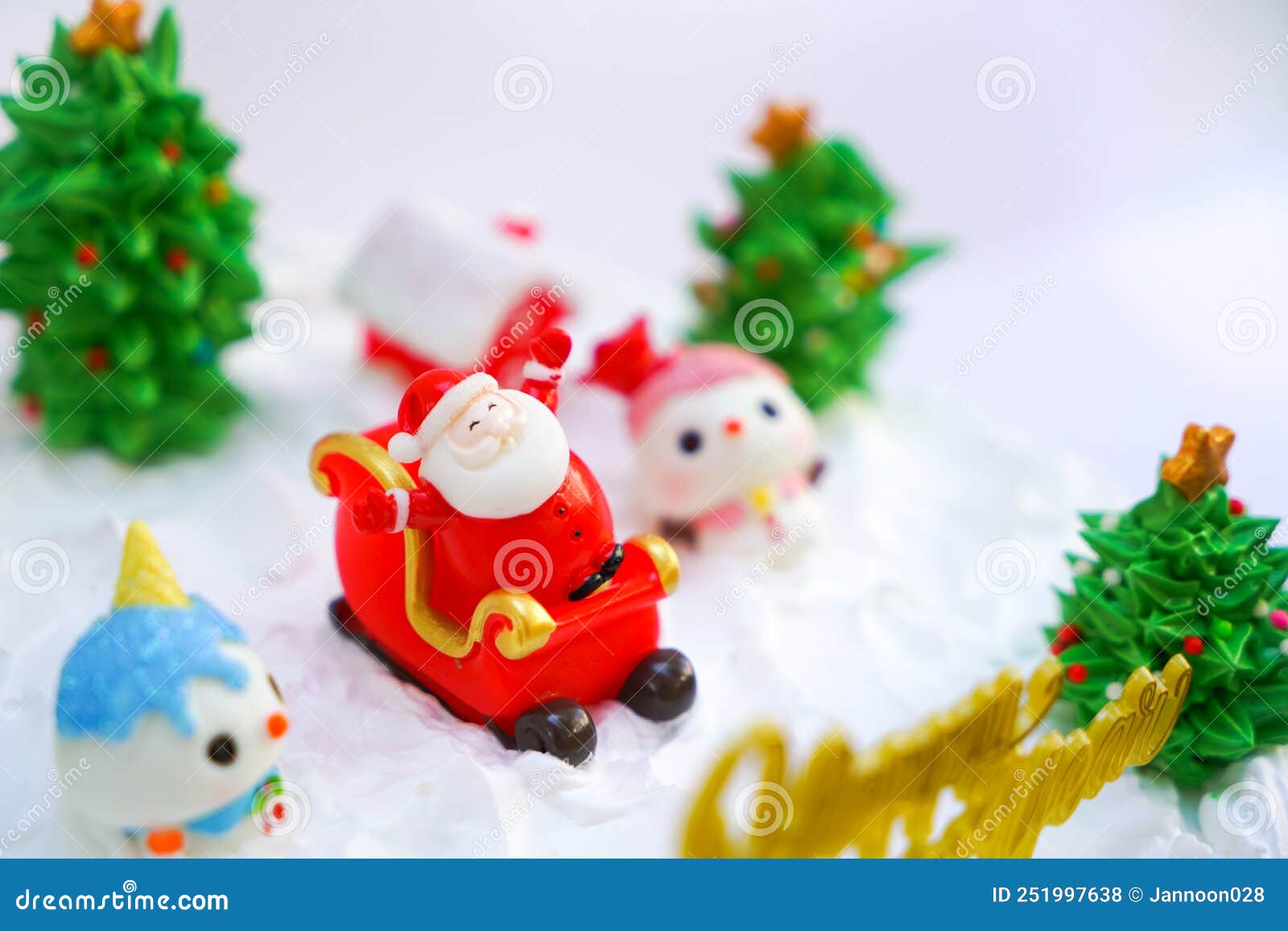Christmas Cake Decorated with Sweet Figures of Christmas Tree, Santa ...