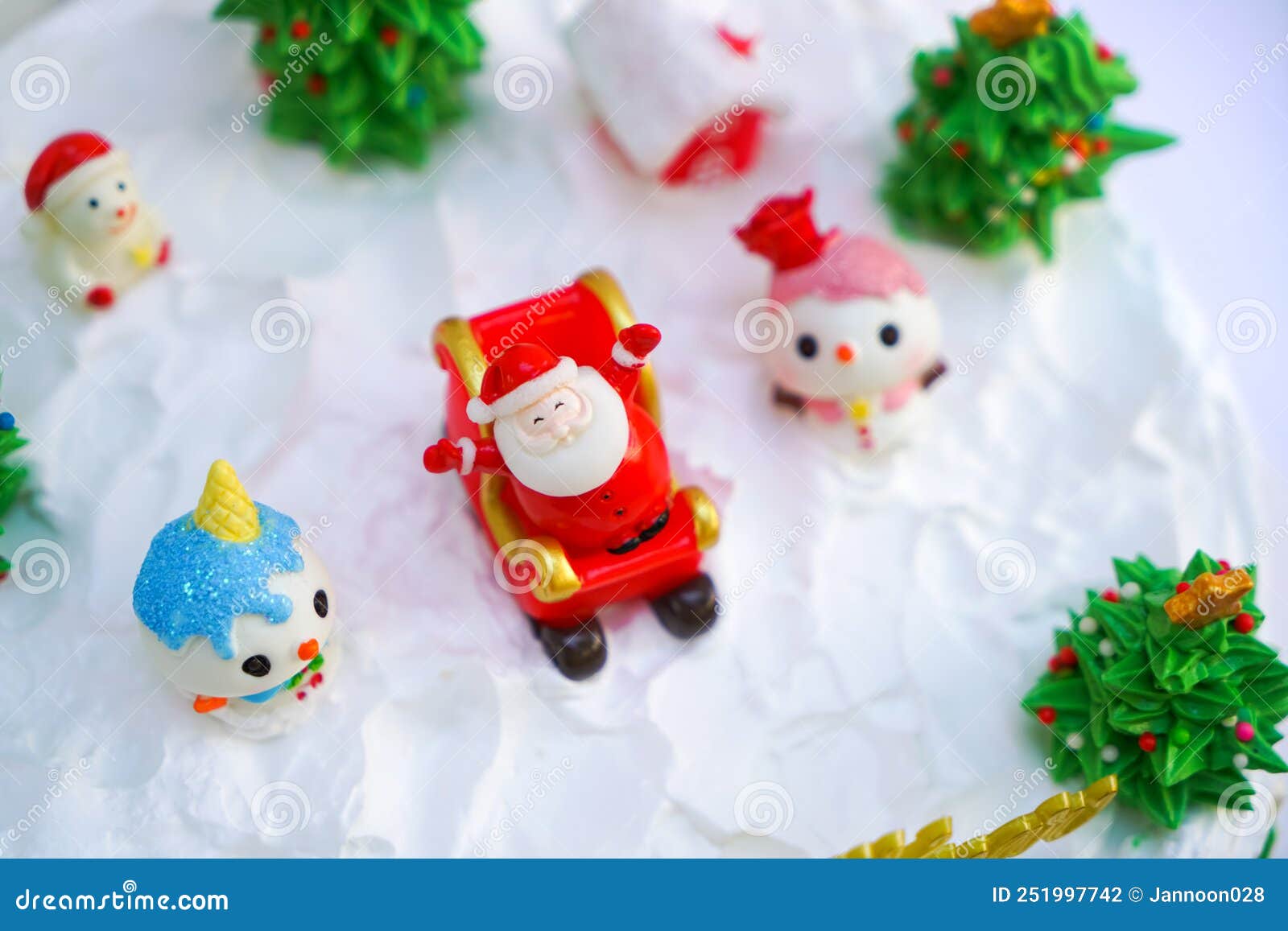 Christmas Cake Decorated with Sweet Figures of Christmas Tree, Santa ...