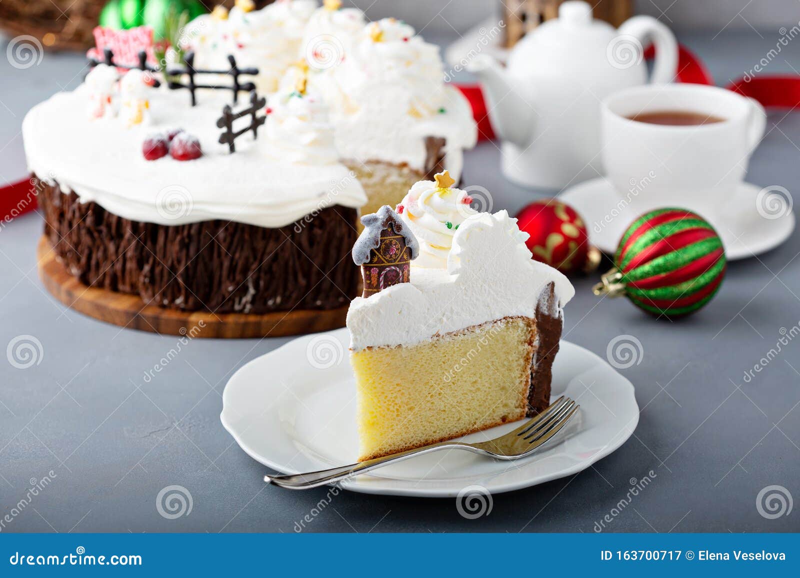 Christmas Cake Decorated with Winter Scene Stock Image - Image of ...