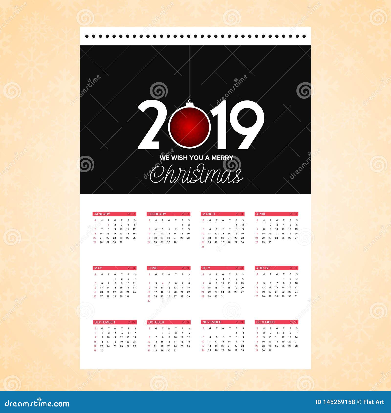 Christmas Calendar Design Card with Creative Background Vector Stock ...