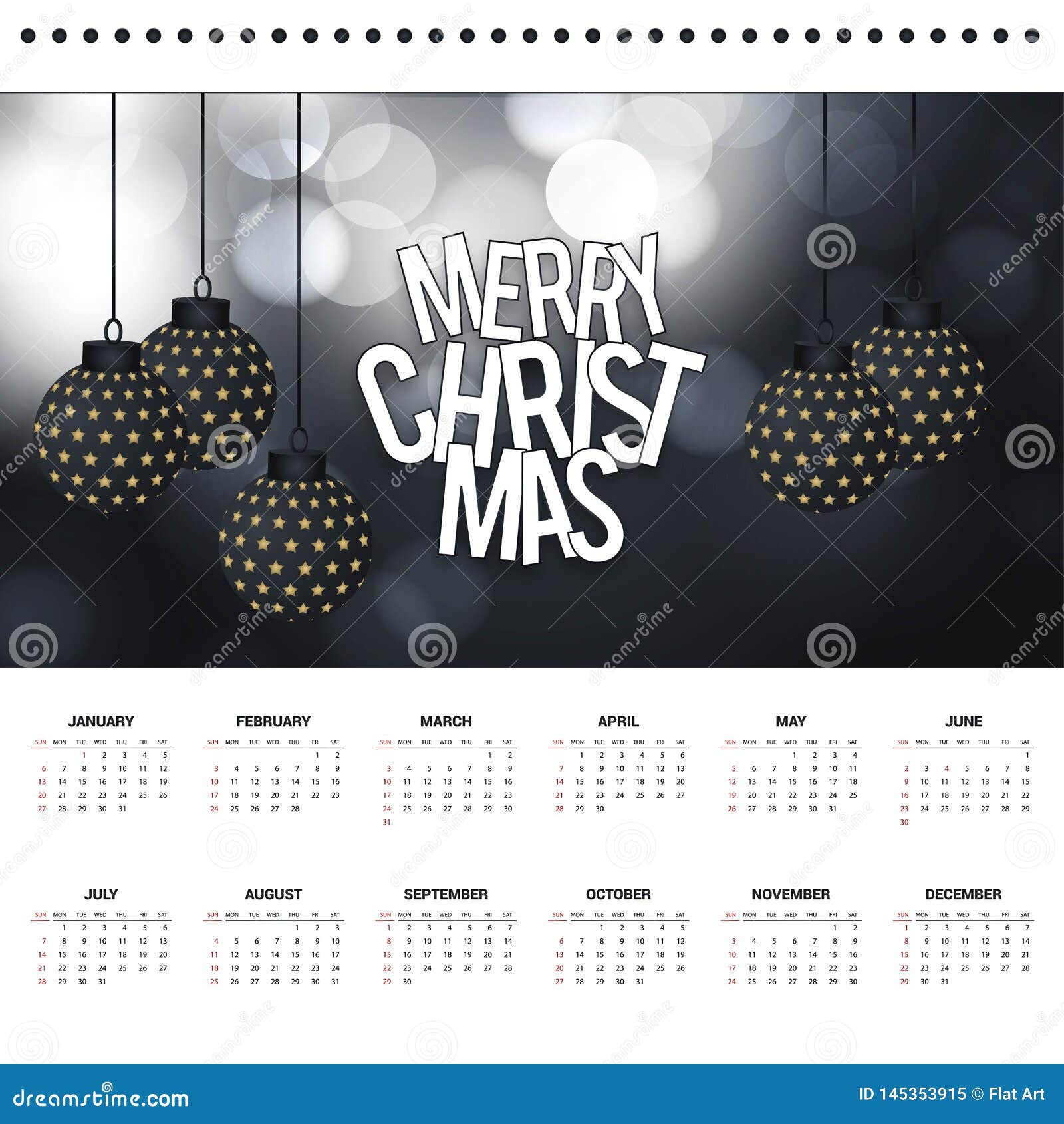 2019 Christmas Calendar Design Vector Stock Vector - Illustration of ...