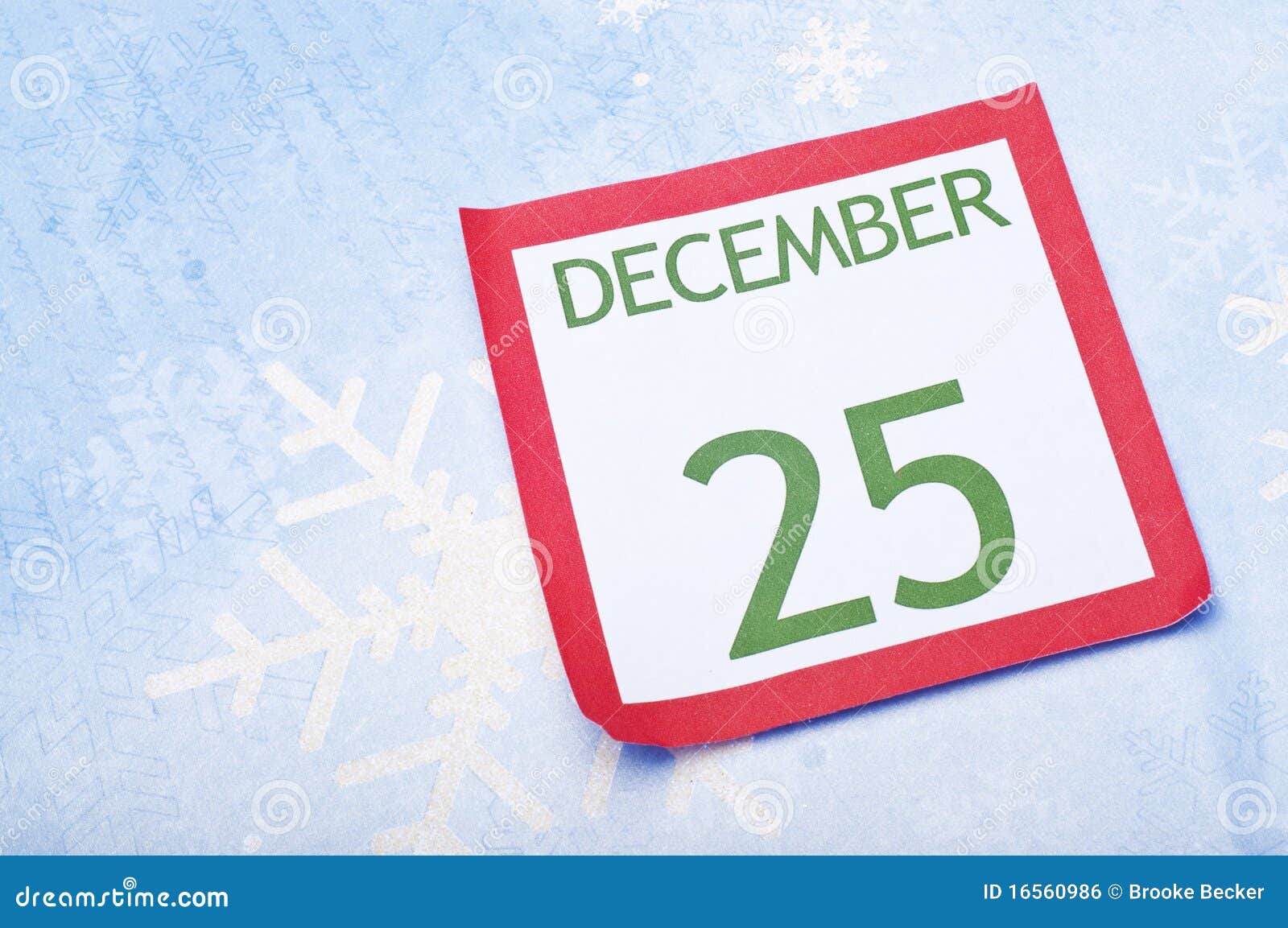 Christmas Calendar Page on Snowflake Background Stock Photo - Image of ...