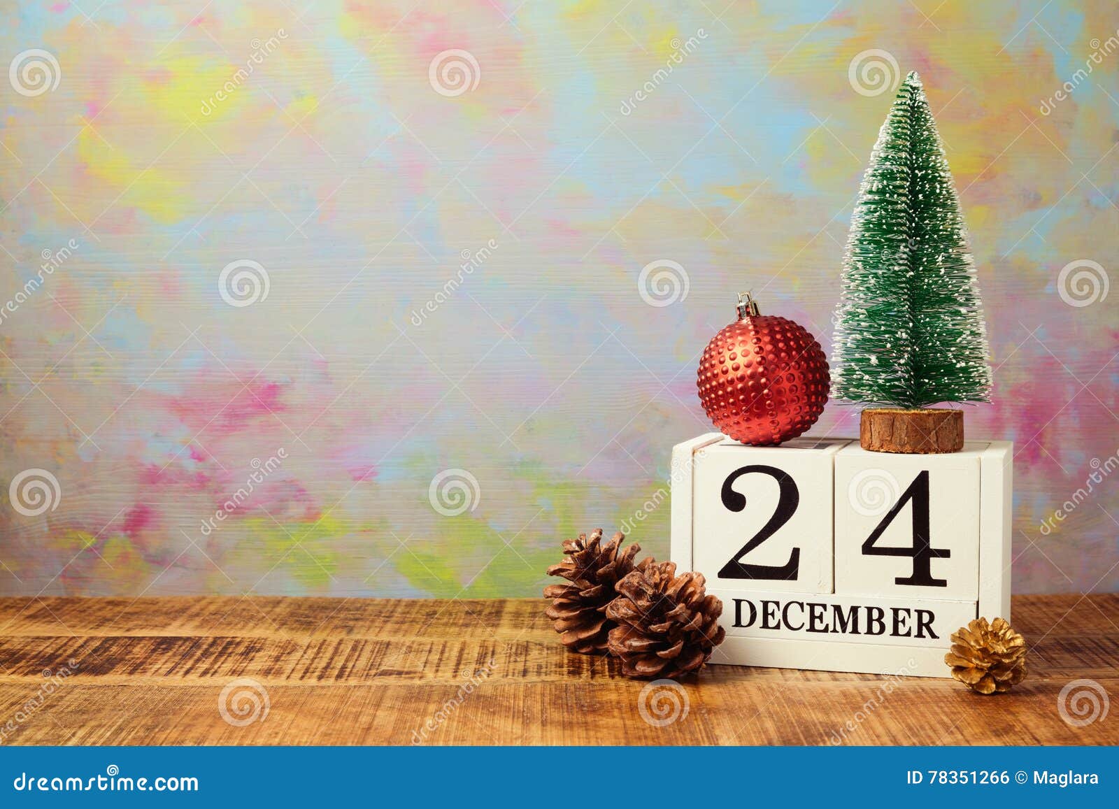 Christmas Calendar with Pine Tree on Wooden Table Stock Photo - Image ...