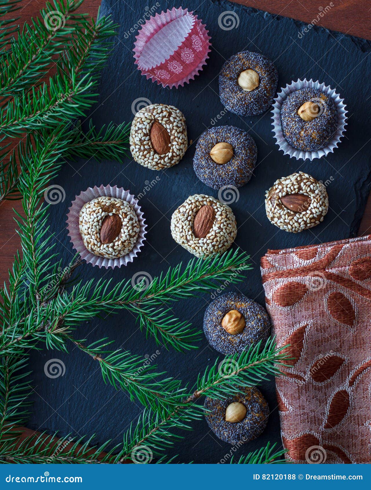 Christmas Candies with Nuts Stock Photo - Image of dishes, cook: 82120188