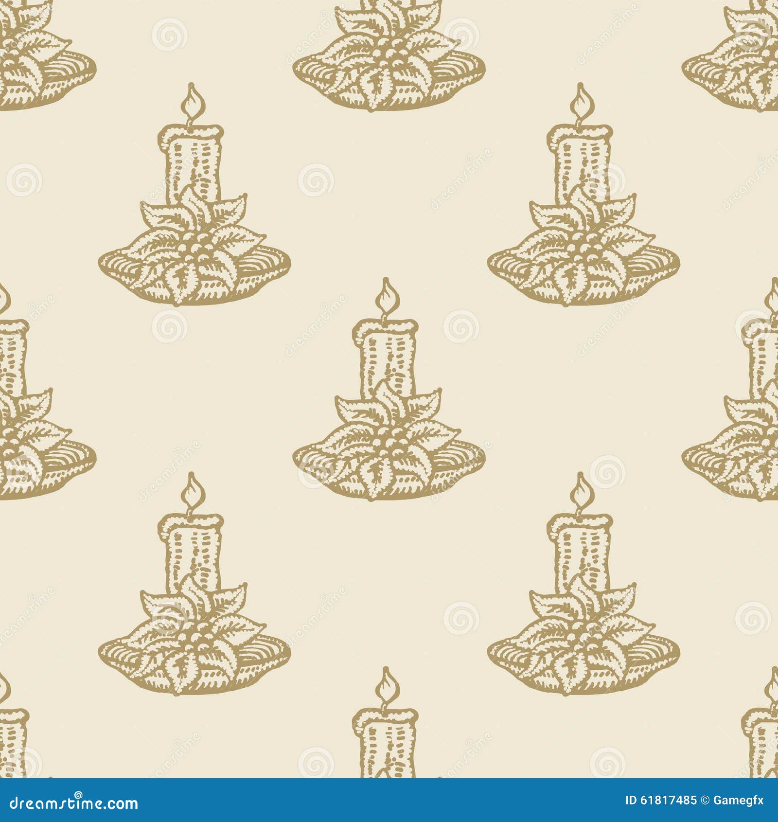 Christmas Candle Flower Pattern Seamless Stock Vector - Illustration of ...