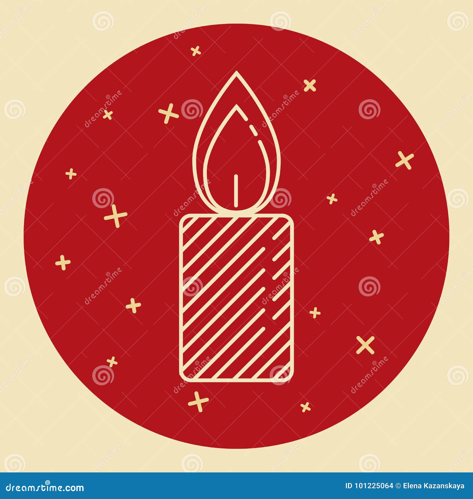 Christmas Candle Icon in Thin Line Style. Stock Vector - Illustration ...