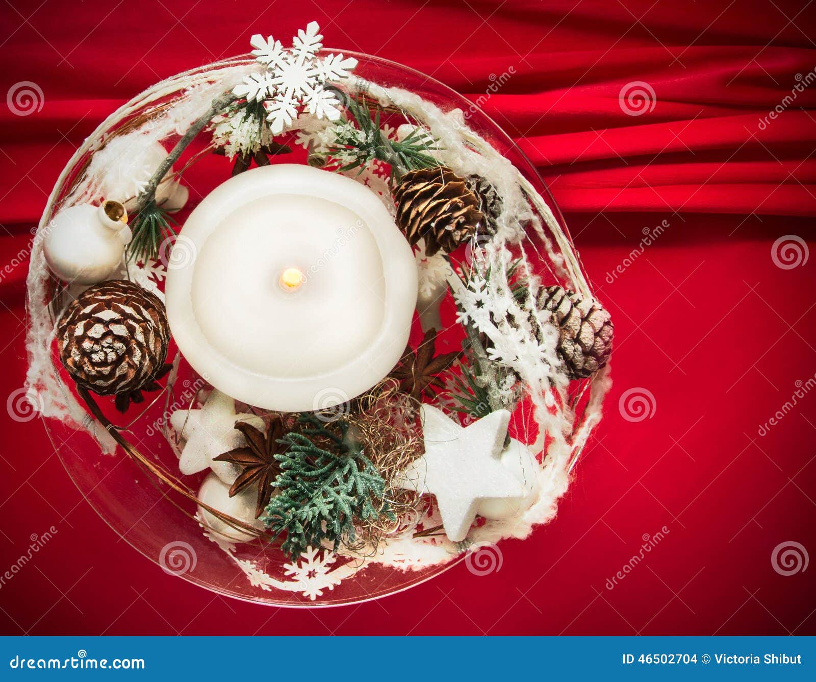 Christmas Candle on Red Background Stock Photo - Image of composition ...