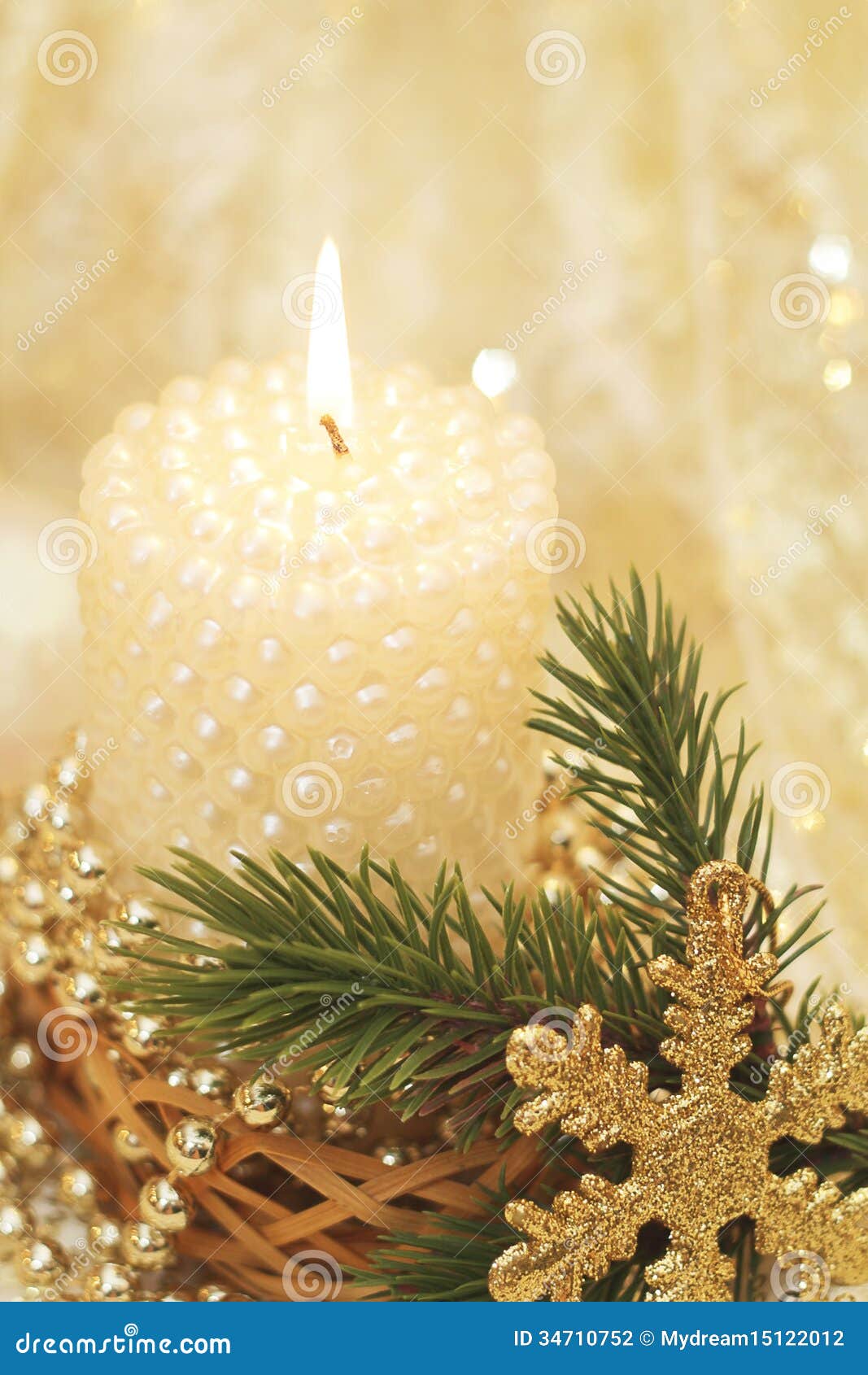 Christmas candle stock photo. Image of decoration, white - 34710752