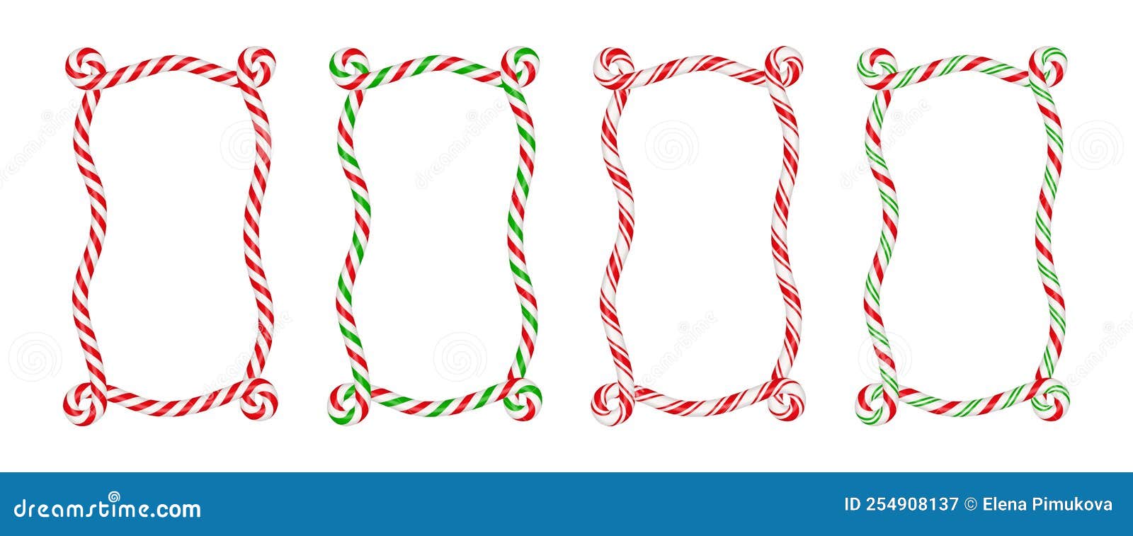 Christmas Candy Cane Rectangle Frame with Red and White Stripe. Xmas ...