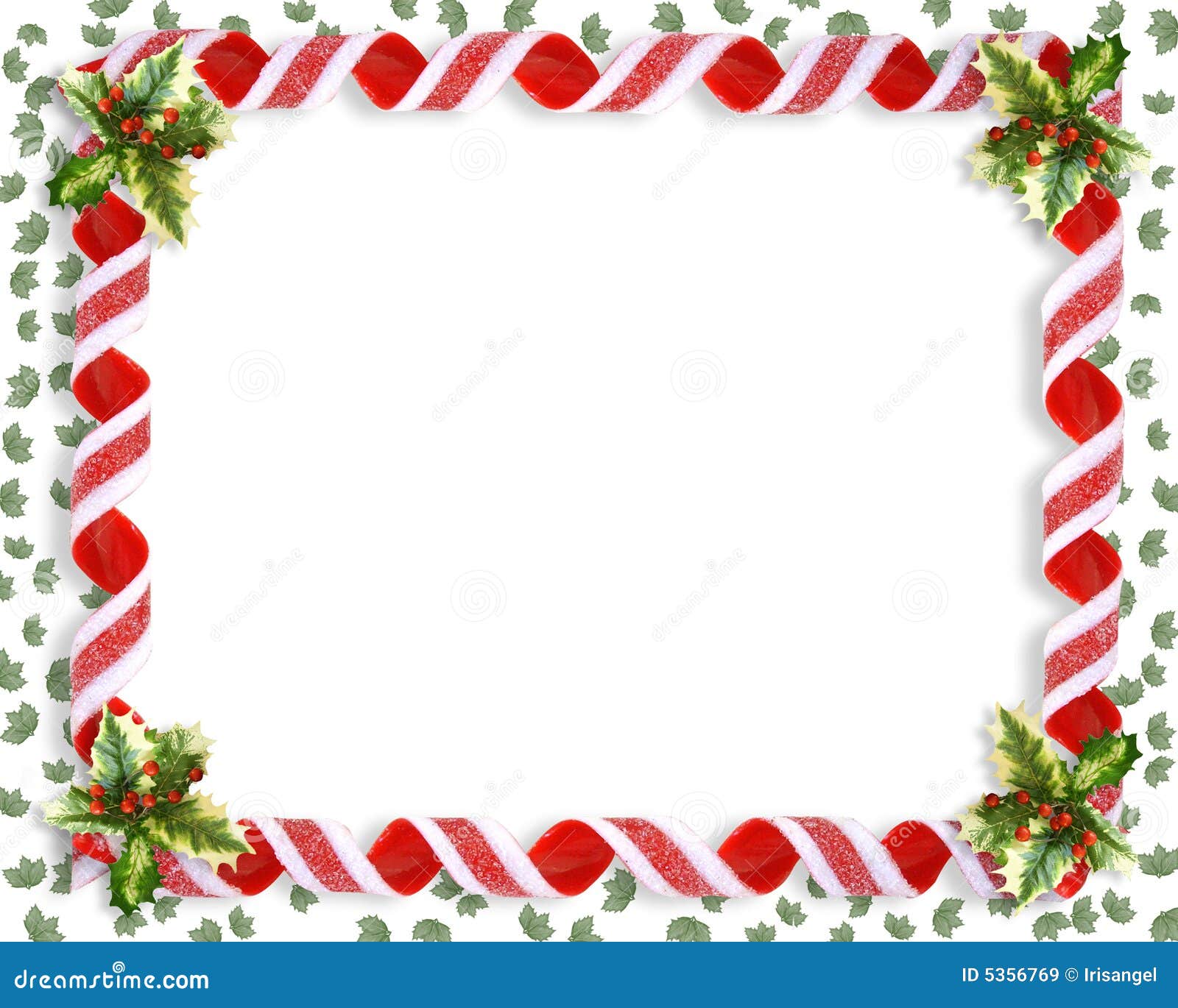 Christmas Candy Ribbon and Holly Frame Stock Illustration ...