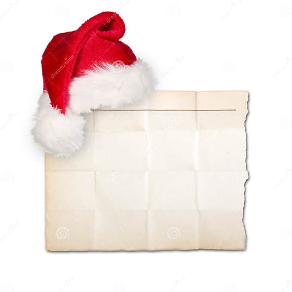 Christmas cap on paper stock photo. Image of grunge, blank - 17298240