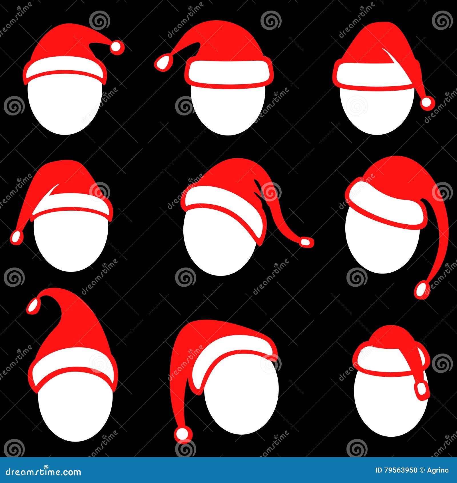Christmas cap set stock vector. Illustration of holiday - 79563950