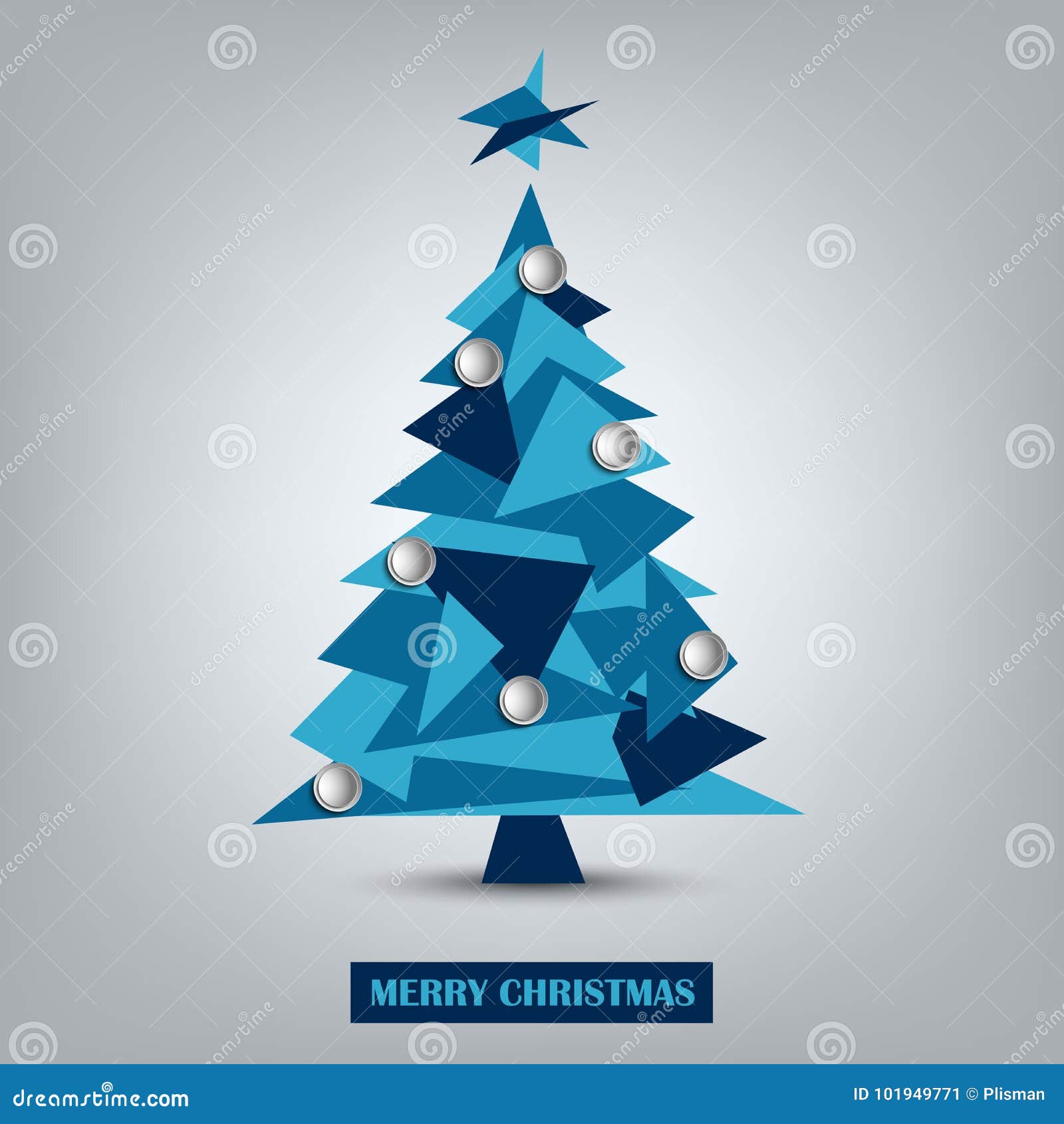 Christmas Card with Abstract Blue Triangle Tree Template Stock Vector ...