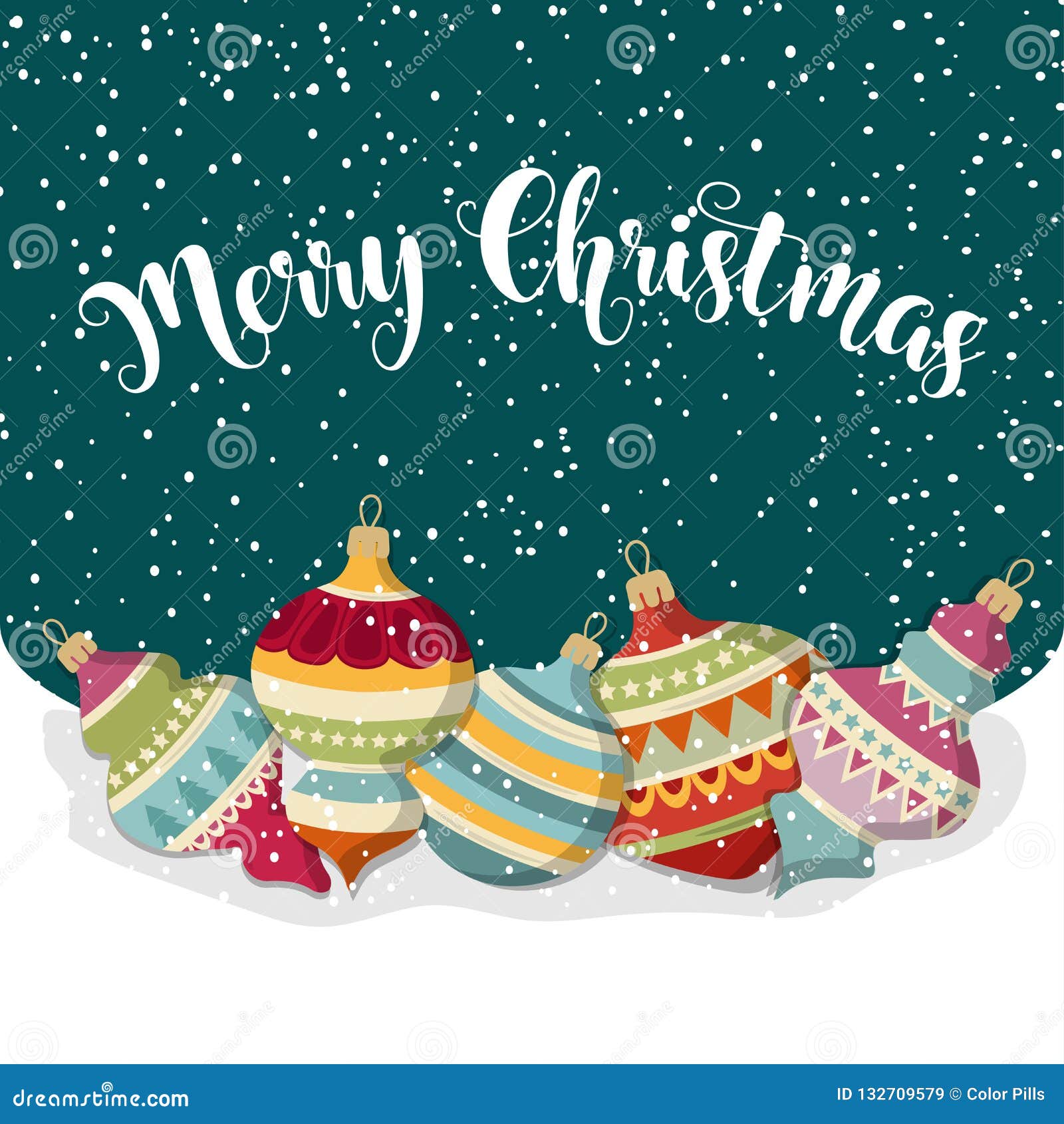 Christmas card with balls stock vector. Illustration of calligraphy ...