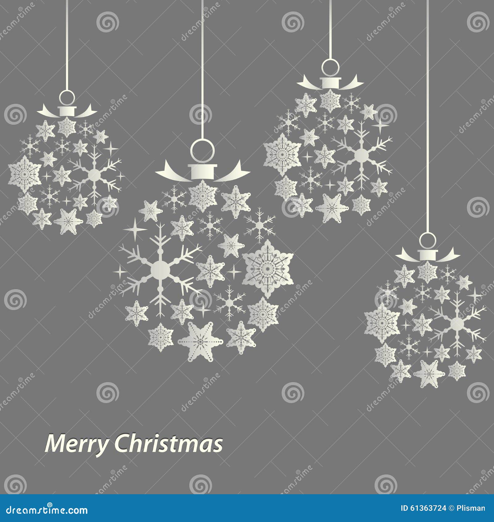 Christmas Card with Balls of Snowflakes Template Stock Vector ...