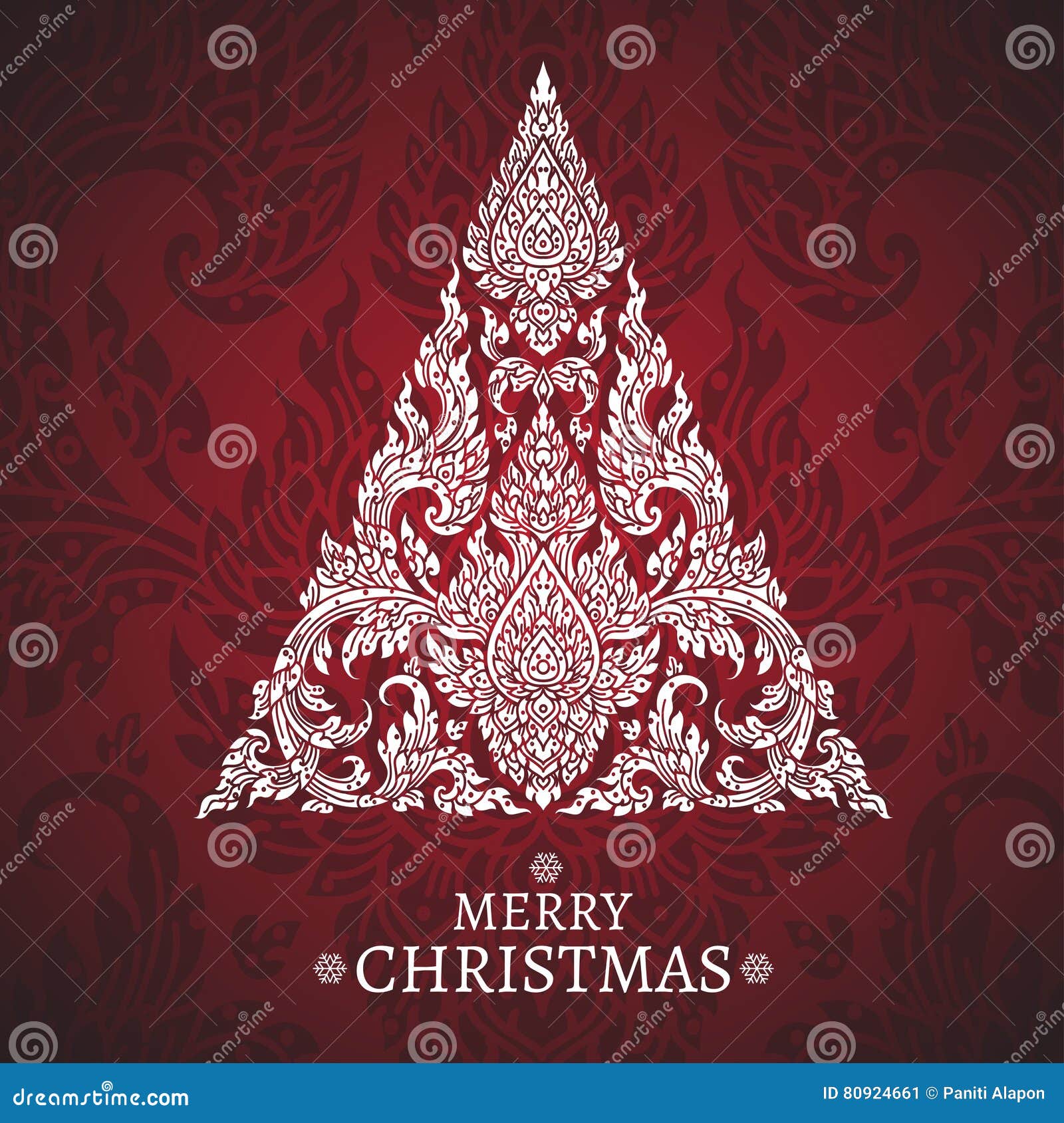 Christmas Card. Christmas Tree Thai Tradition Style Stock Vector ...