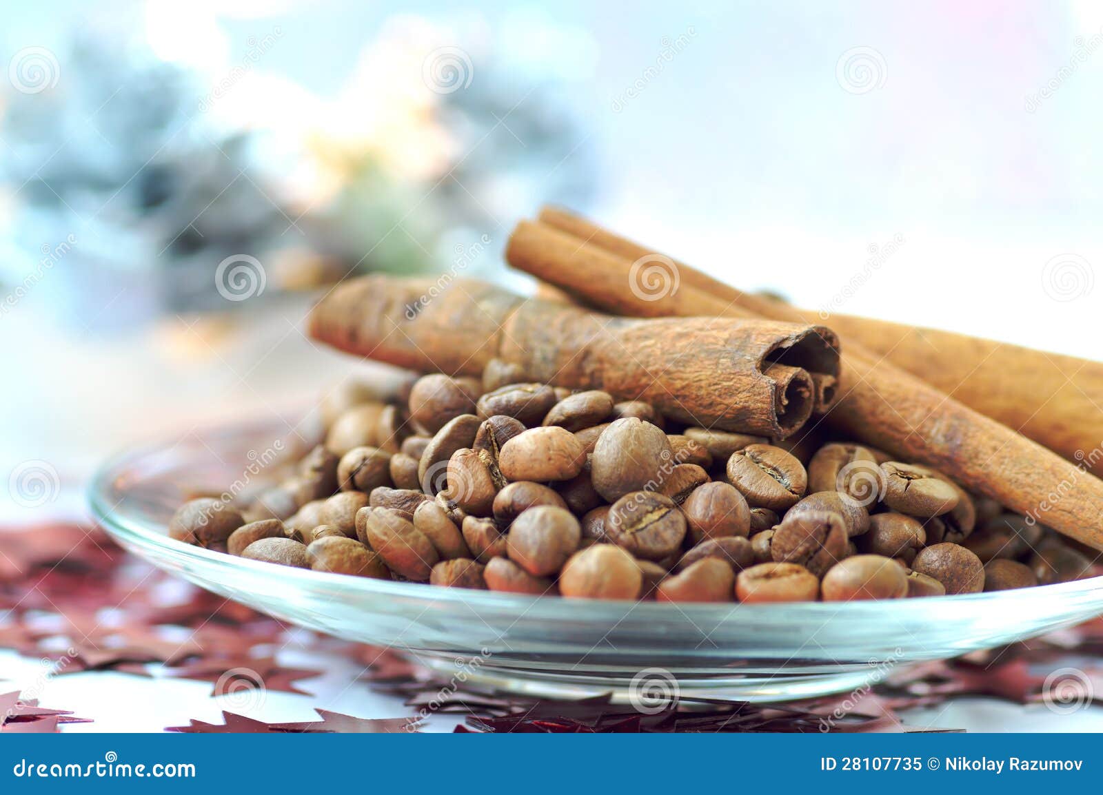 Christmas Card with Coffee Beans and Cinnamon Stock Image - Image of ...