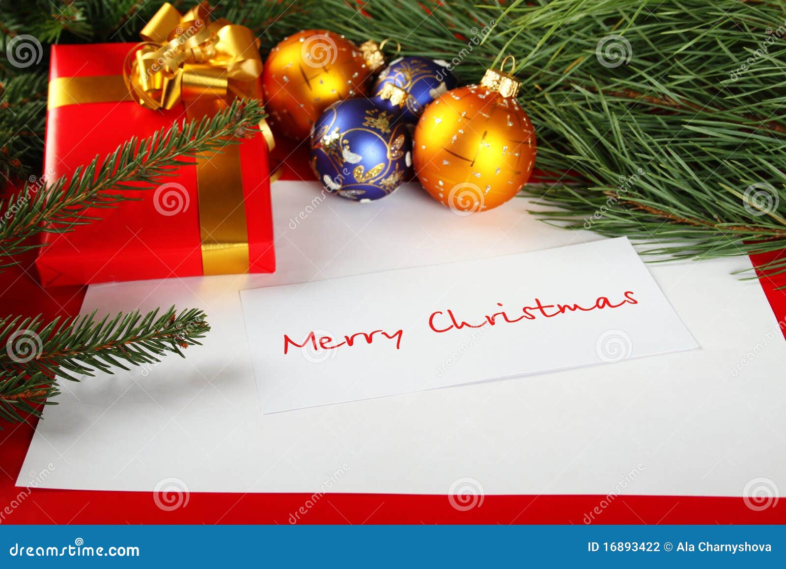 Christmas Card of Congratulations Stock Photo - Image of bead, gold ...