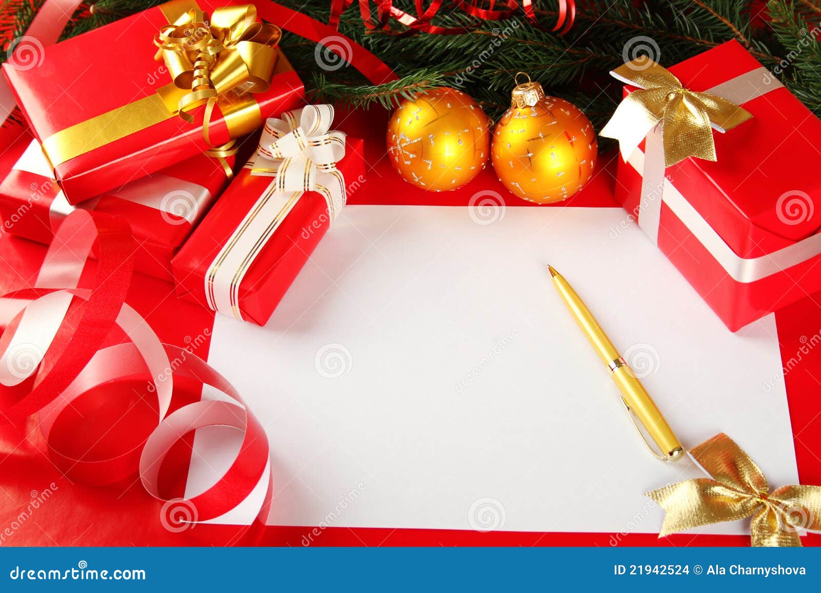 Christmas Card of Congratulations Stock Photo - Image of ornament ...