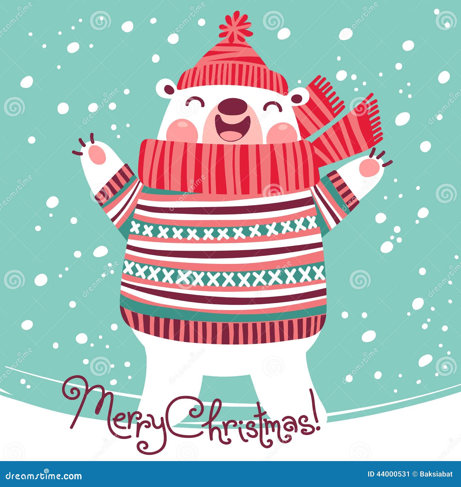 Christmas Card With Cute Polar Bear Stock Vector Illustration Of