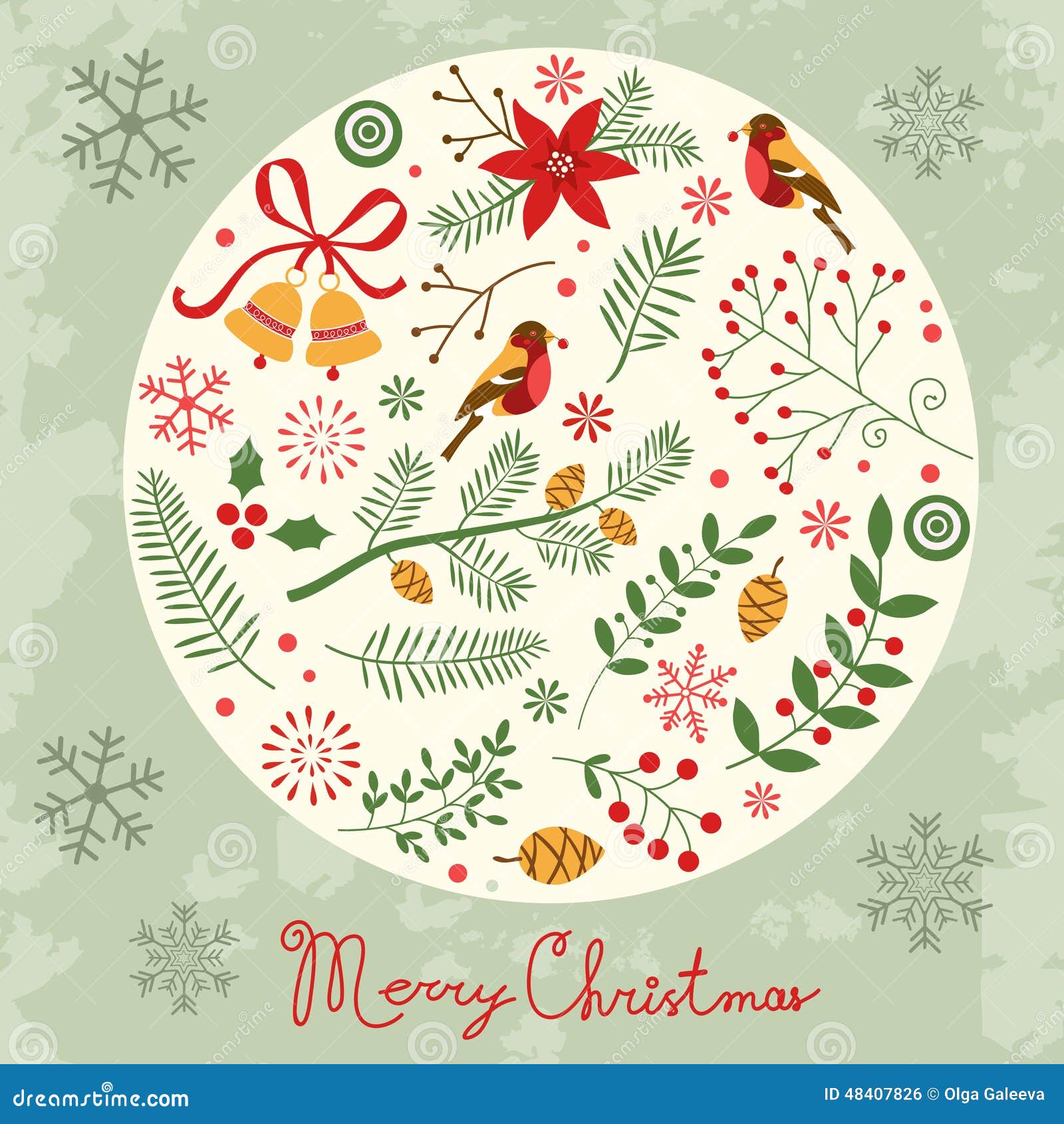 Christmas Card with Decorative Elements Stock Vector - Illustration of ...