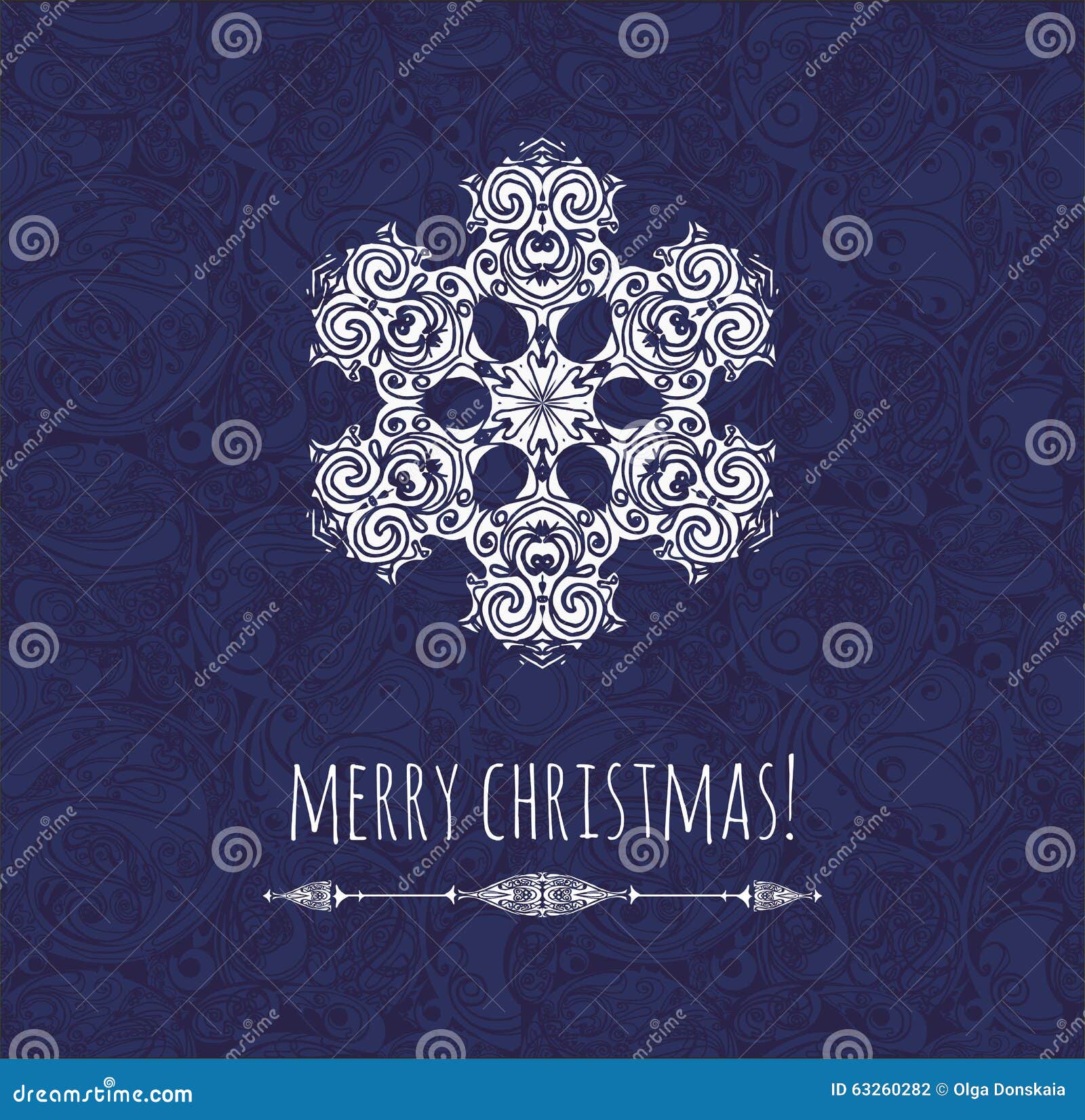 Christmas Card with Decorative Snowflake. Template Design Stock Vector ...