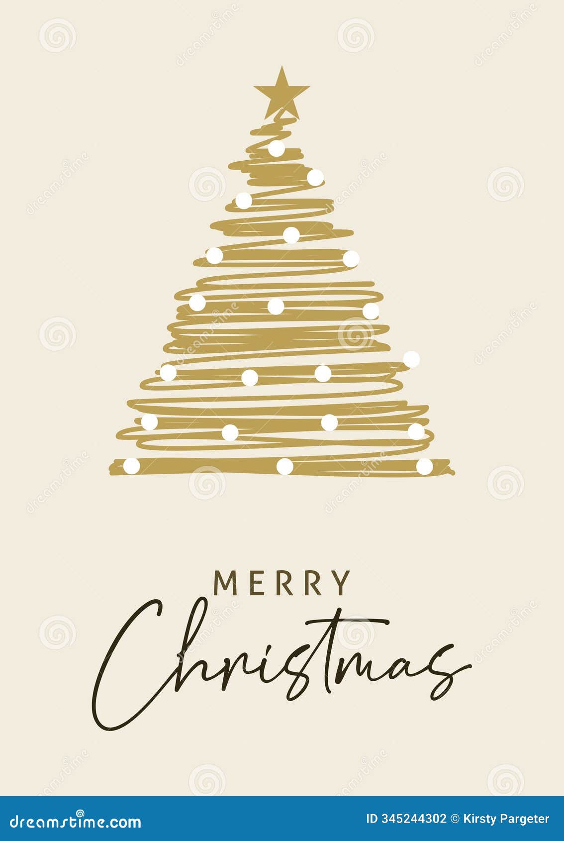 Christmas Card Design with Scribbled Tree Design Stock Illustration ...