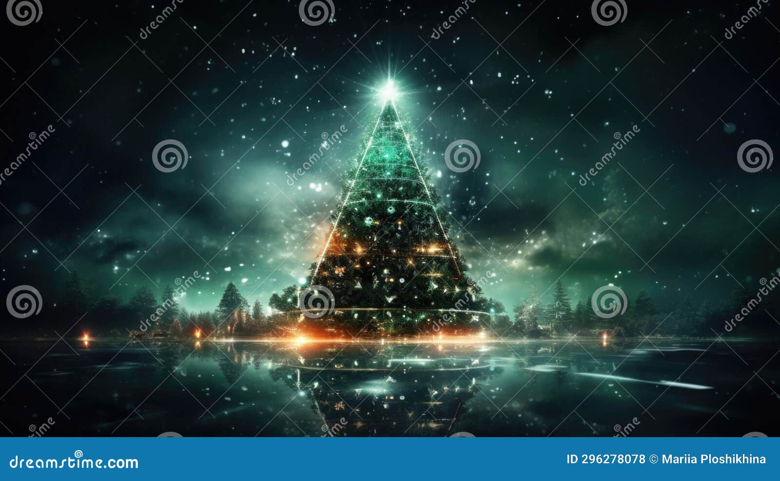 A High-tech Christmas Tree in a Digital Green Perspective. Stock Photo ...