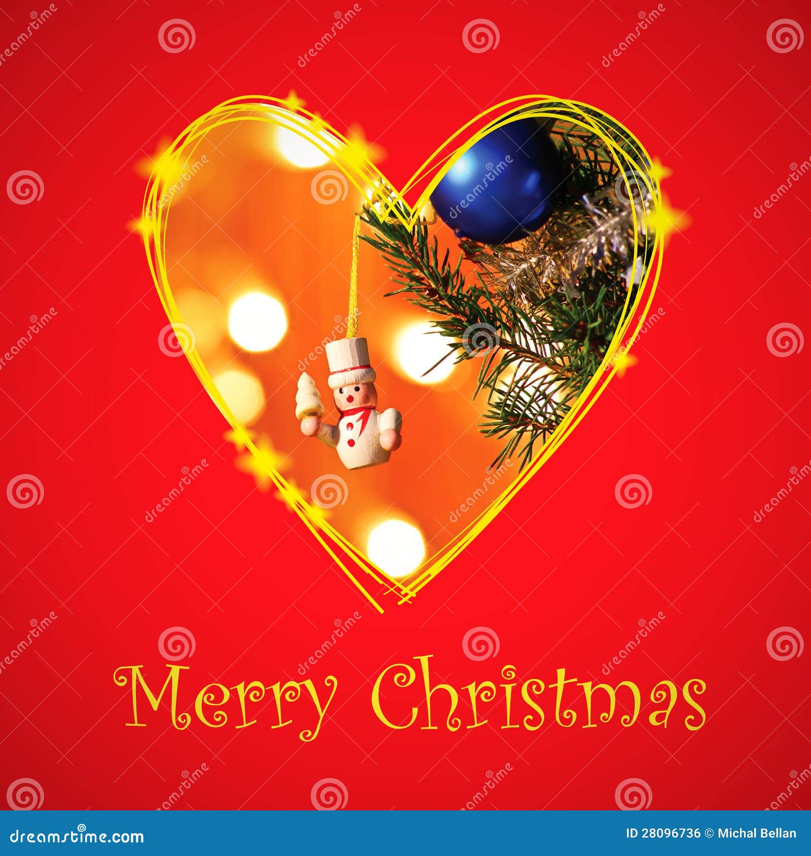 Christmas Card with Drawing Heart Frame Stock Photo - Image of message ...